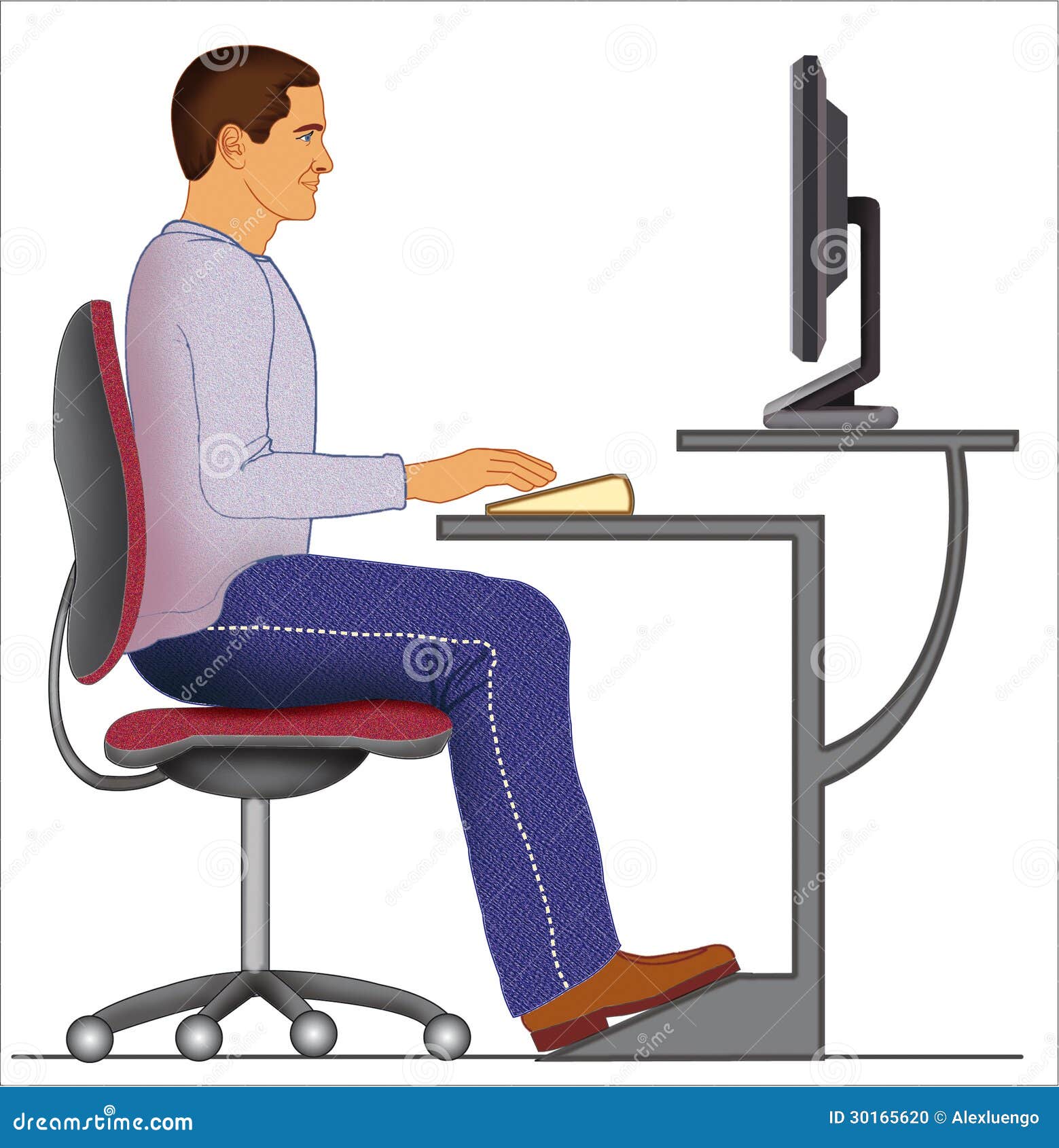 Working at the computer stock illustration. Illustration of back - 30165620