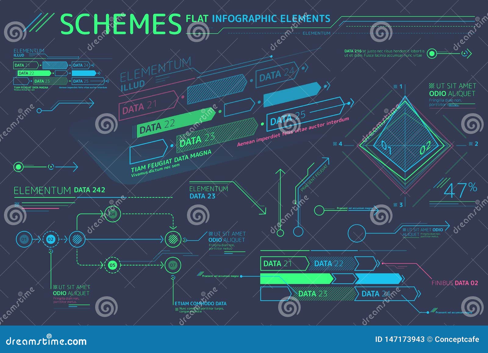 Schemes Flat Infographic Elements Stock Vector - Illustration of ...