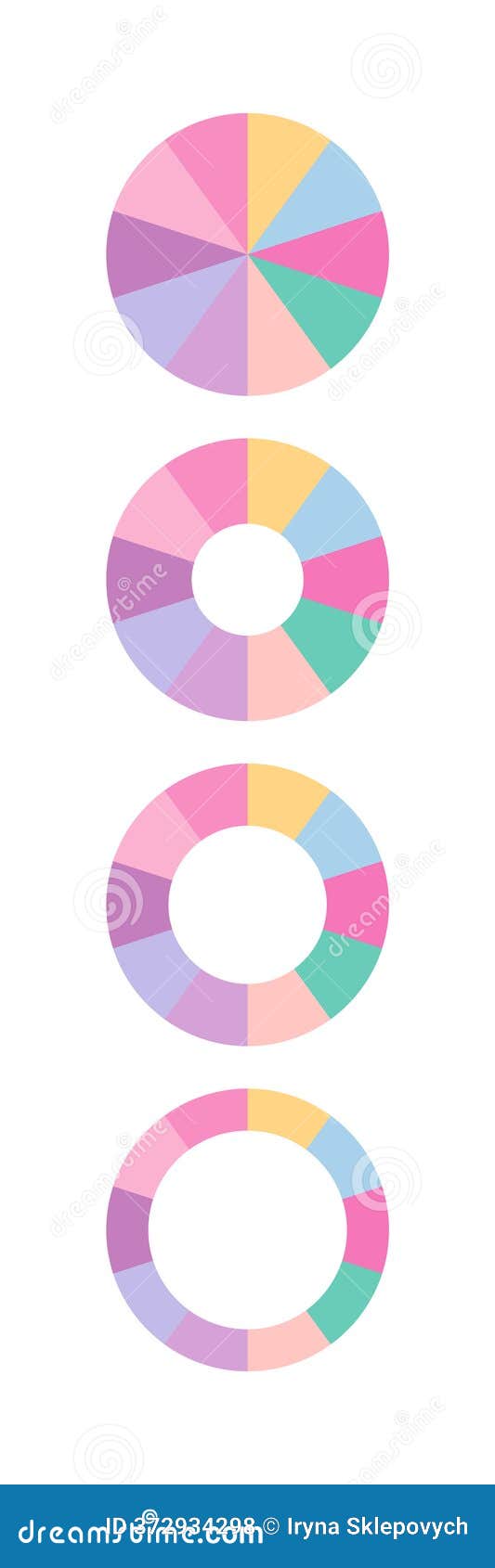 Piechart With Segments. Slices Section Template. Circular Structure ...