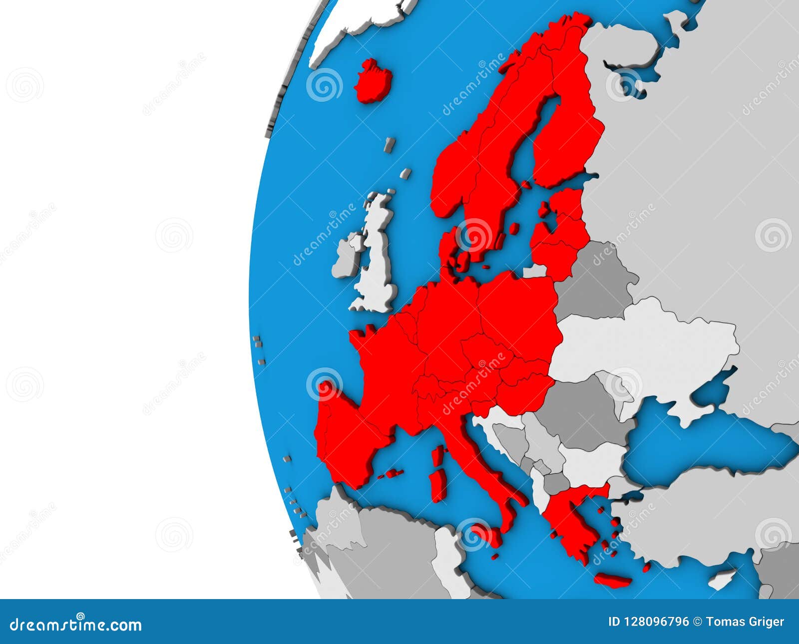 Schengen Area Members on 3D Globe Stock Illustration - Illustration of ...