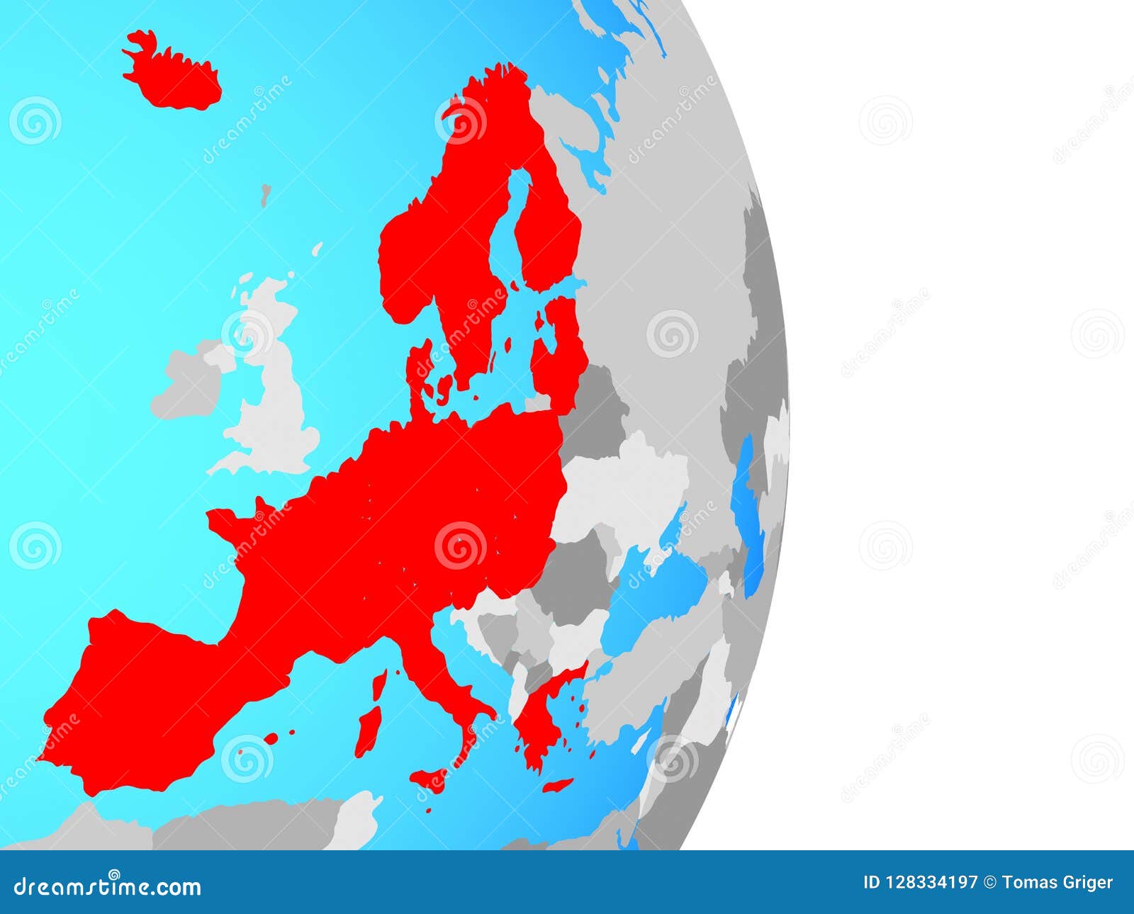 Schengen Area Members on Globe Stock Illustration - Illustration of ...