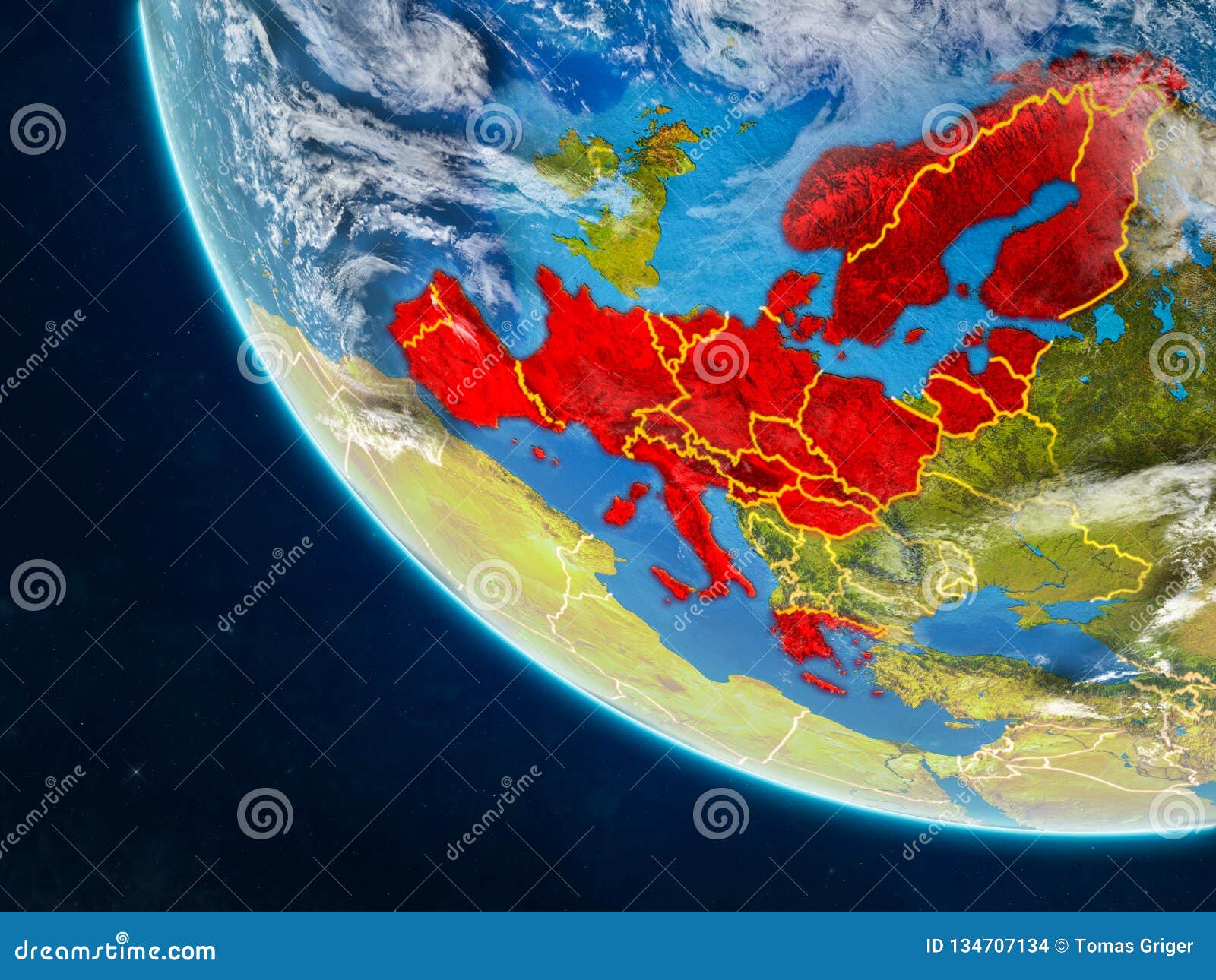 Schengen-Raum-Mitglieder Vom Raum Auf Erde Stock Abbildung ...