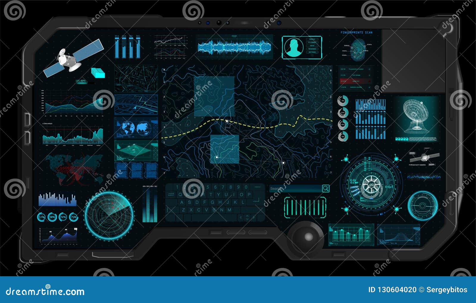 Schermo Del Centro Di Comando Nello Stile Di HUD Illustrazione ...