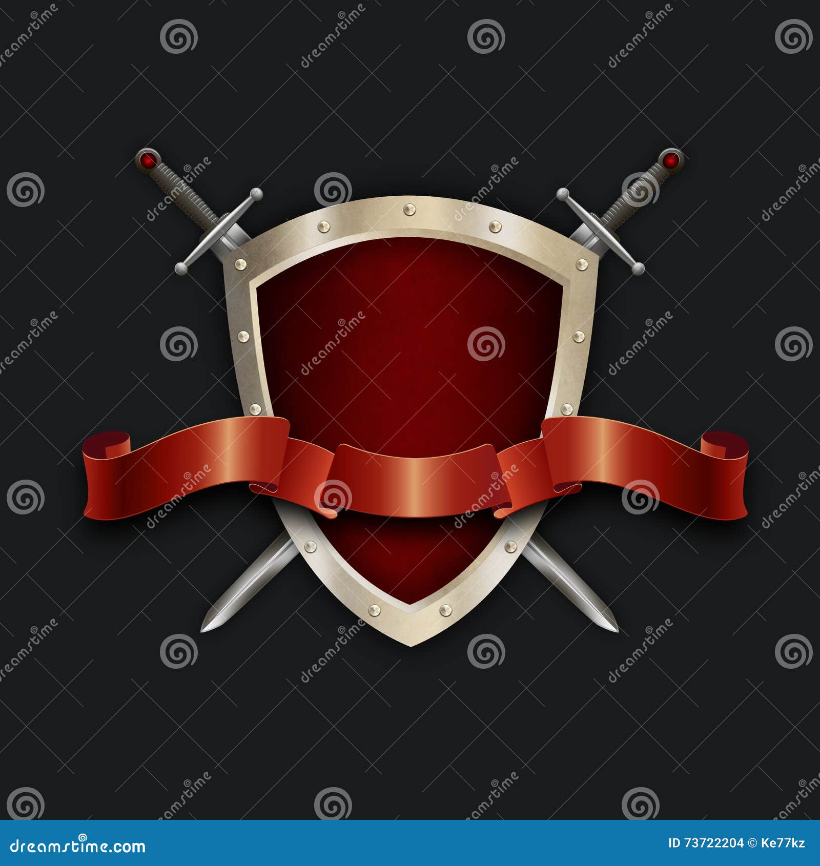 Schermo Rosso Con Il Nastro Rosso E Spade Su Fondo Nero Illustrazione ...