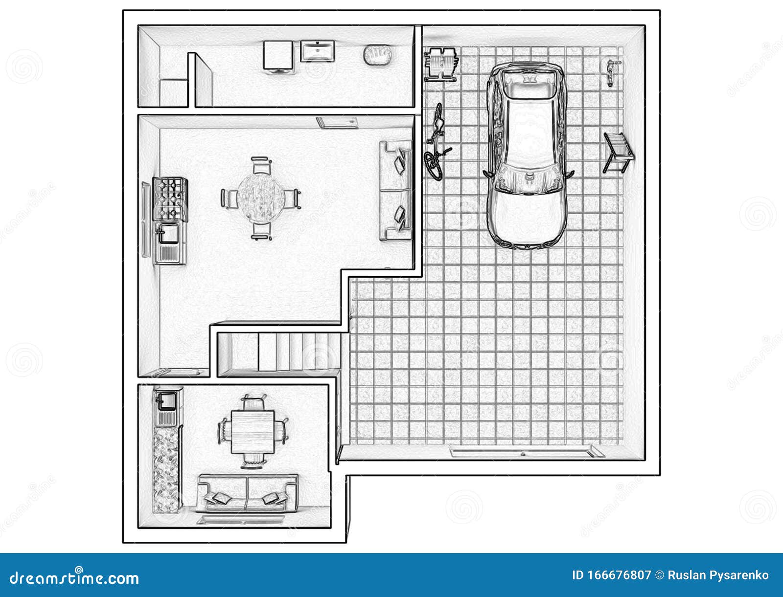 Schets 3d Vloerplan Van Het Concept Illustratie Stock Illustratie ...