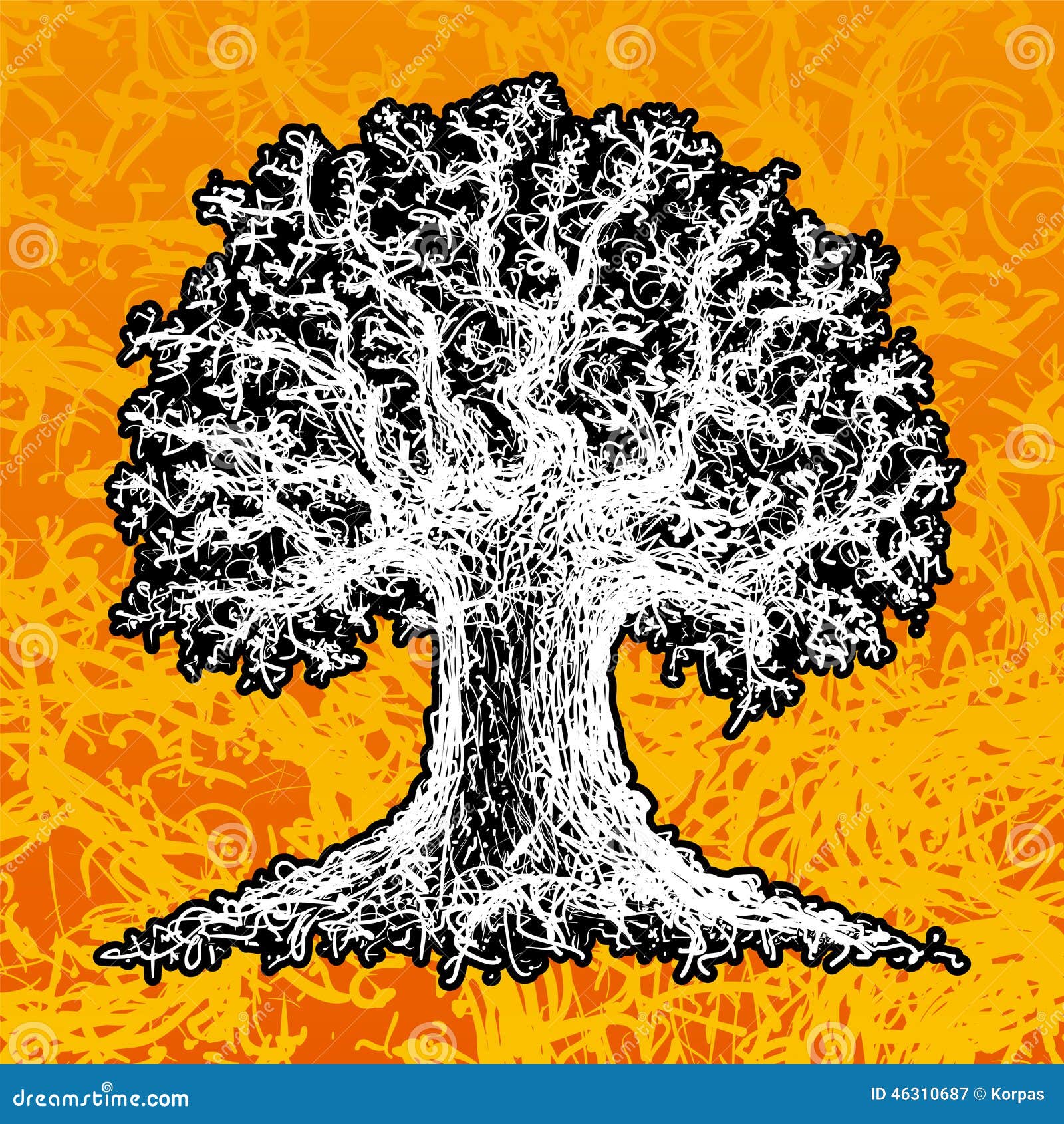 Schets van een boom vector illustratie. Illustration of wortel - 46310687