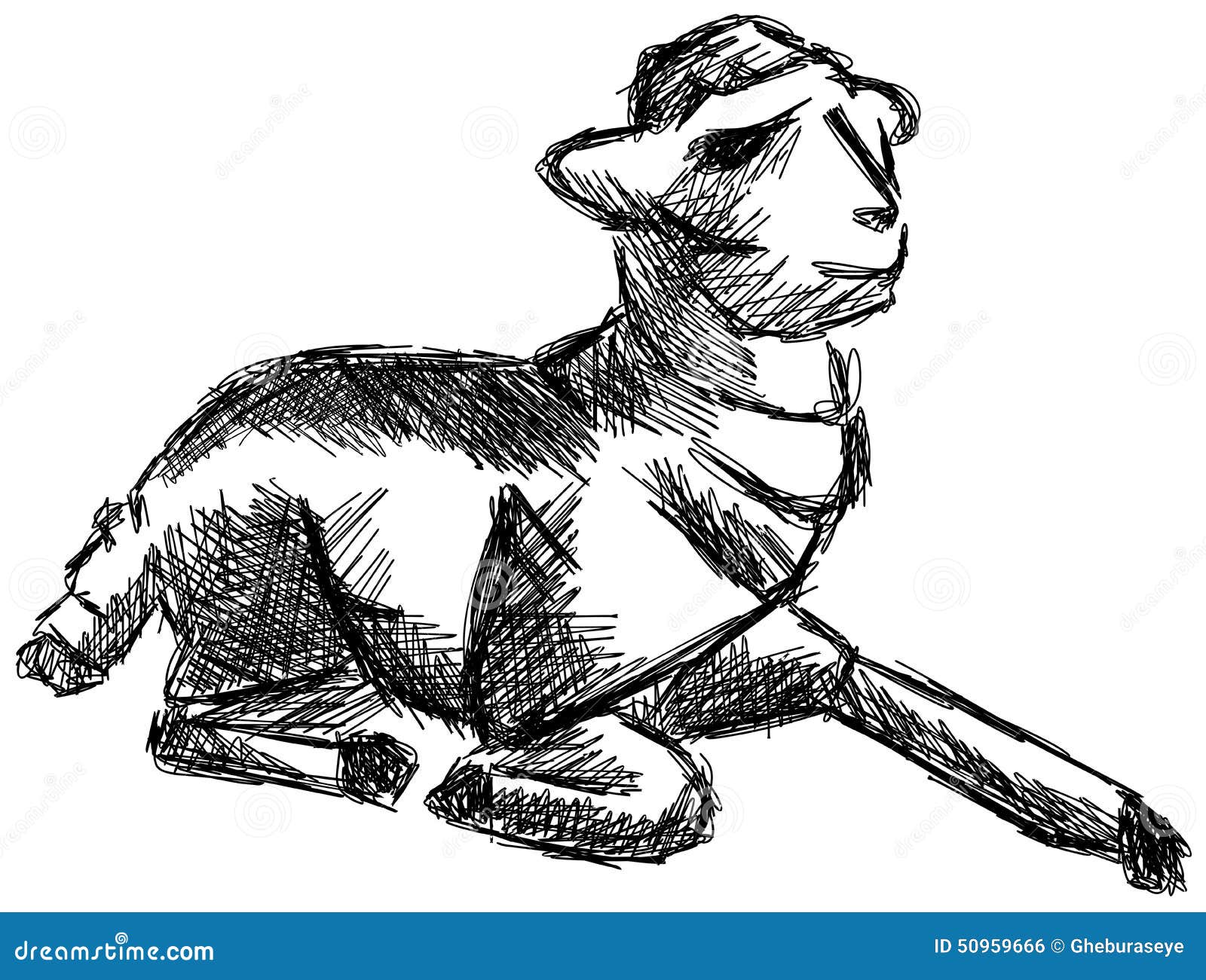 Schets Van Een Gestileerd Geïsoleerd Lam Vector Illustratie ...