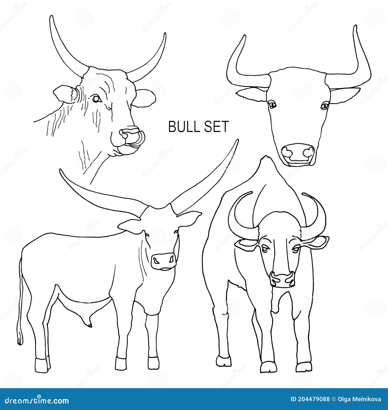 Schets Van Een Staande Stier Met Grote Horens Geïsoleerd Op Een Witte ... Schets Van Een Staande Stier Met Grote Horens Geïsoleerd Op Een Witte ...