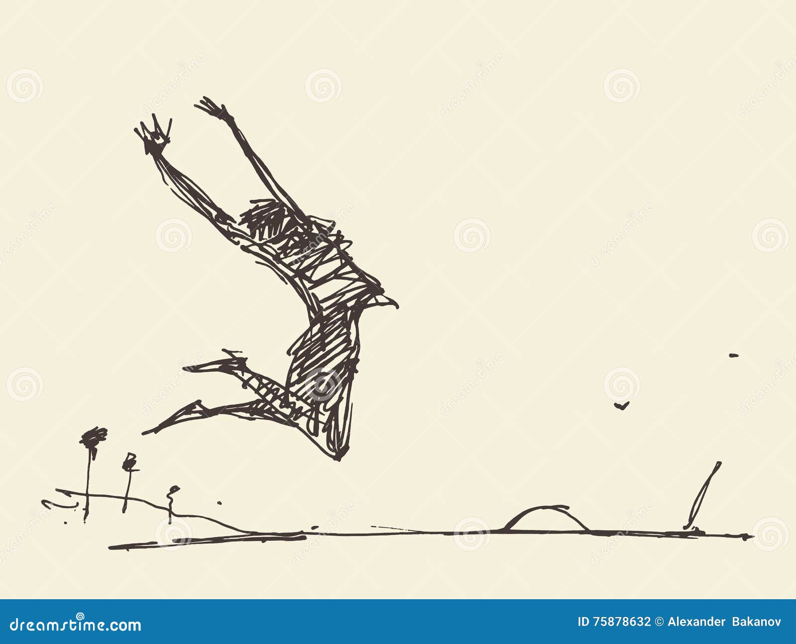 Schets Van Een Vector Van De Silhouet Springende Persoon Vector ...