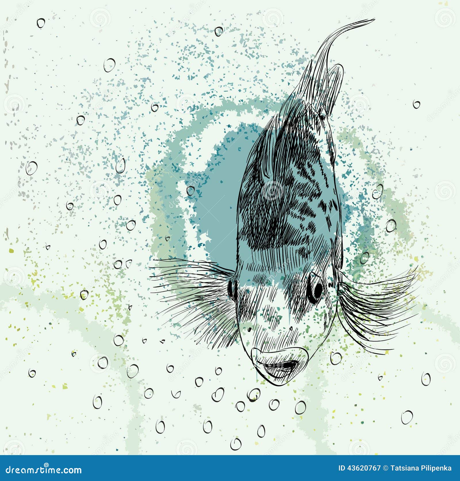 Schets van een vis vector illustratie. Illustration of dier - 43620767