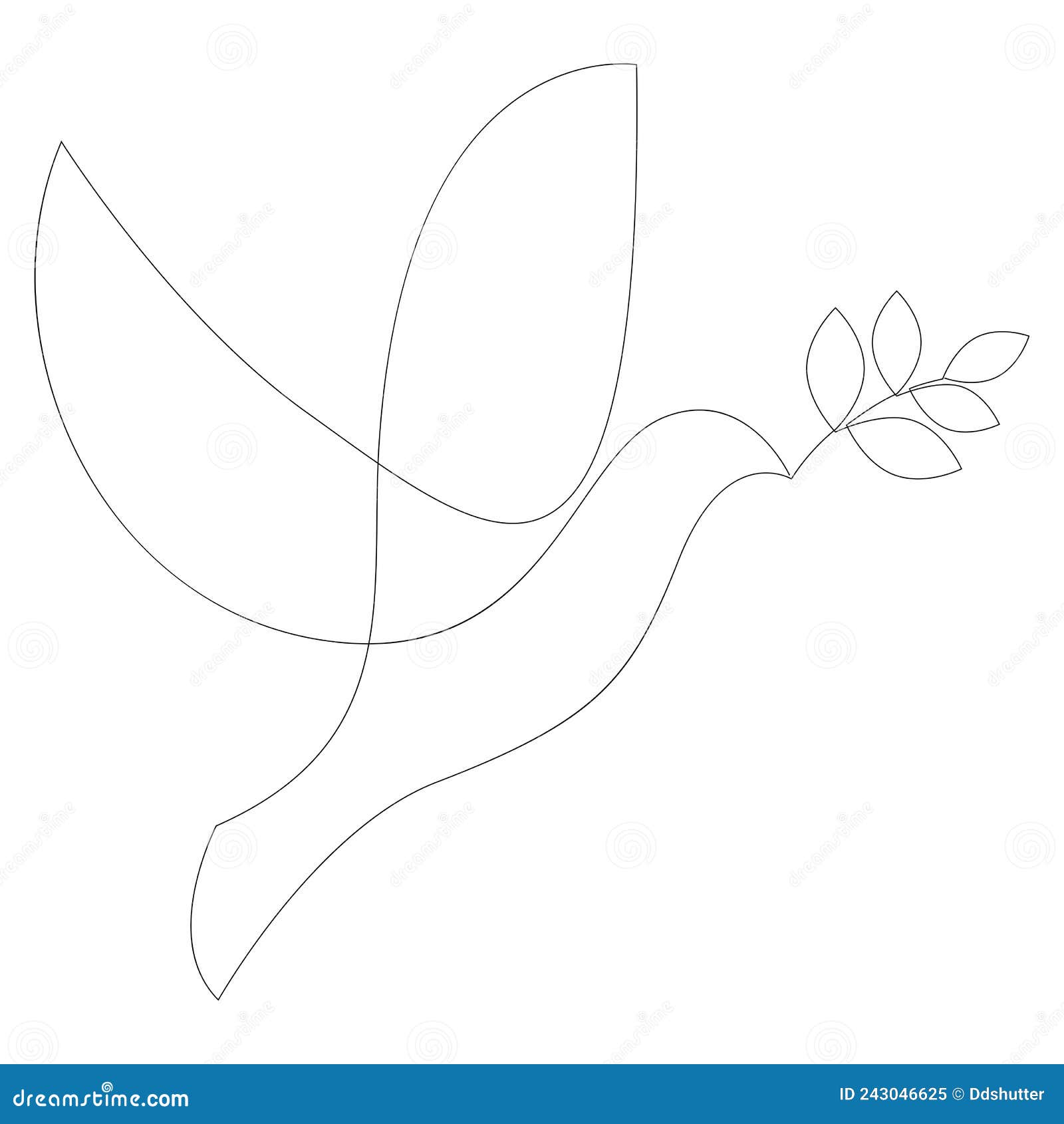 Schets Van Het Concept Continue Lijn Van Duif Met Olijftak ...