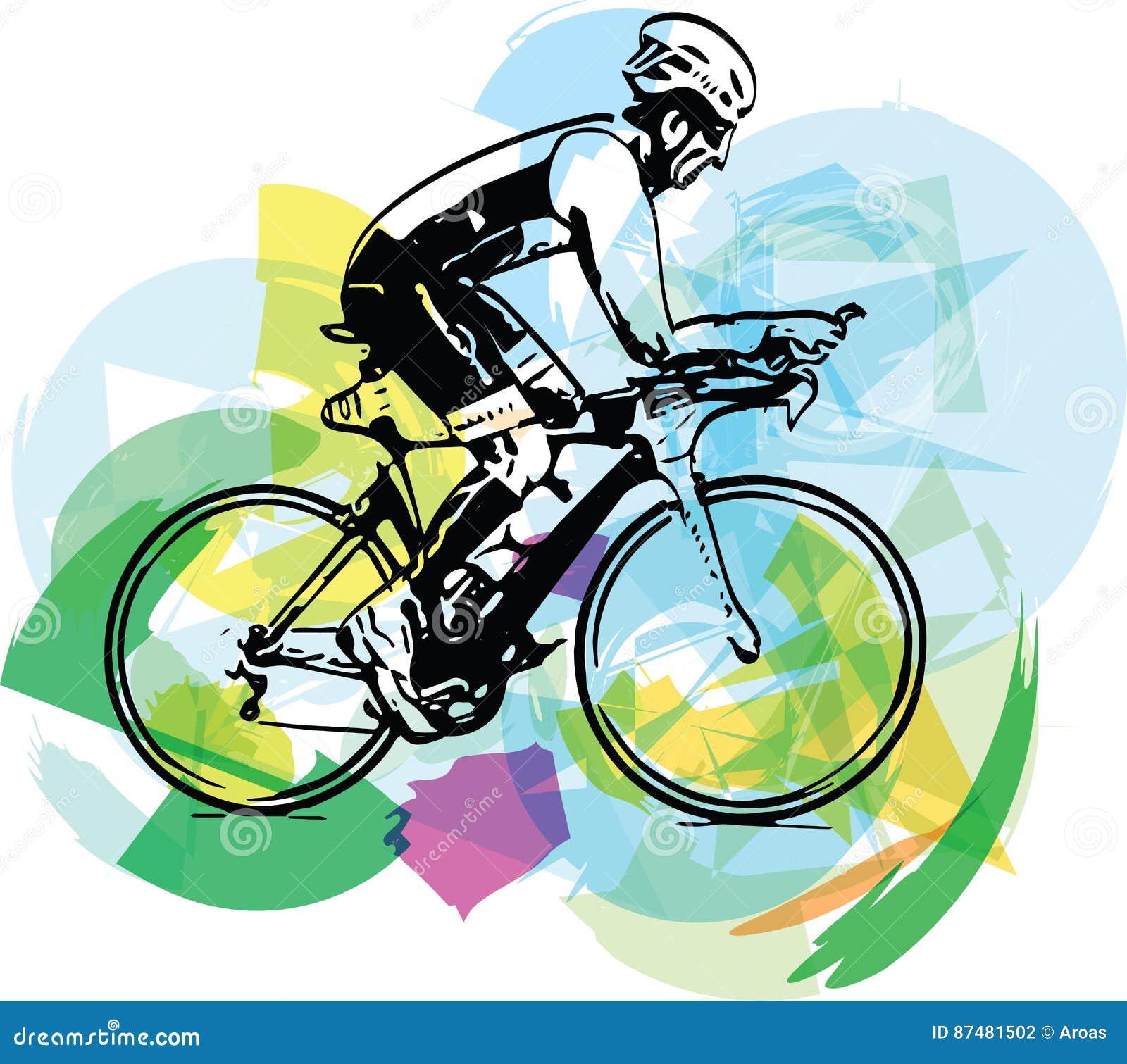 Schets Van Mannetje Op Een Fiets Vector Illustratie - Illustration of ...