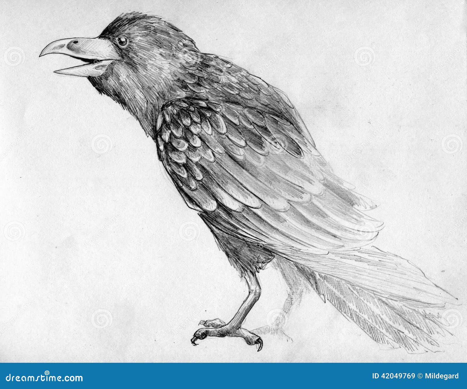Schets van raaf stock illustratie. Illustration of tekeningen - 42049769