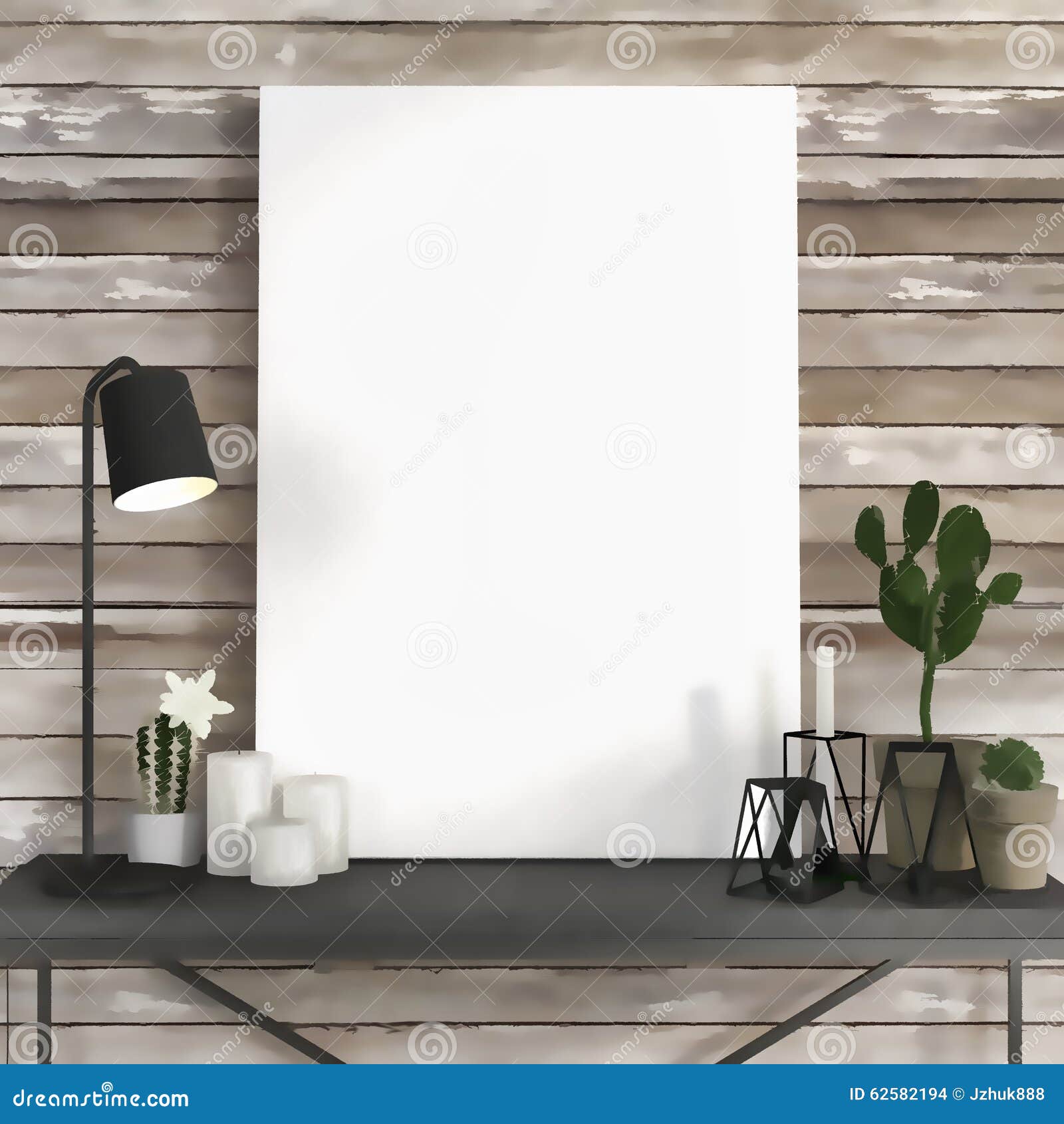 Schets Van Spot Op Affiche Op De Lijst Met Cactussen Stock Illustratie ...