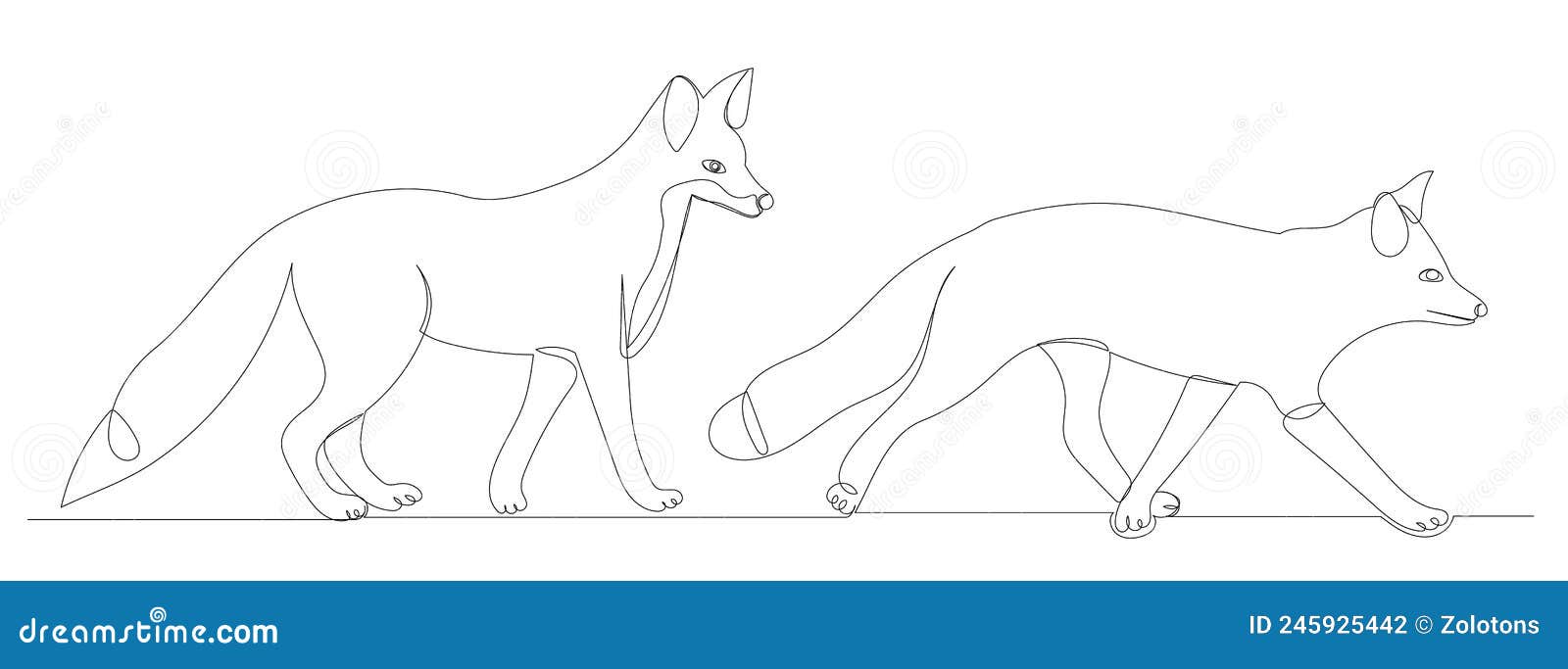 Schets Voor Continue Vos-lijntekening Vector Illustratie - Illustration ...