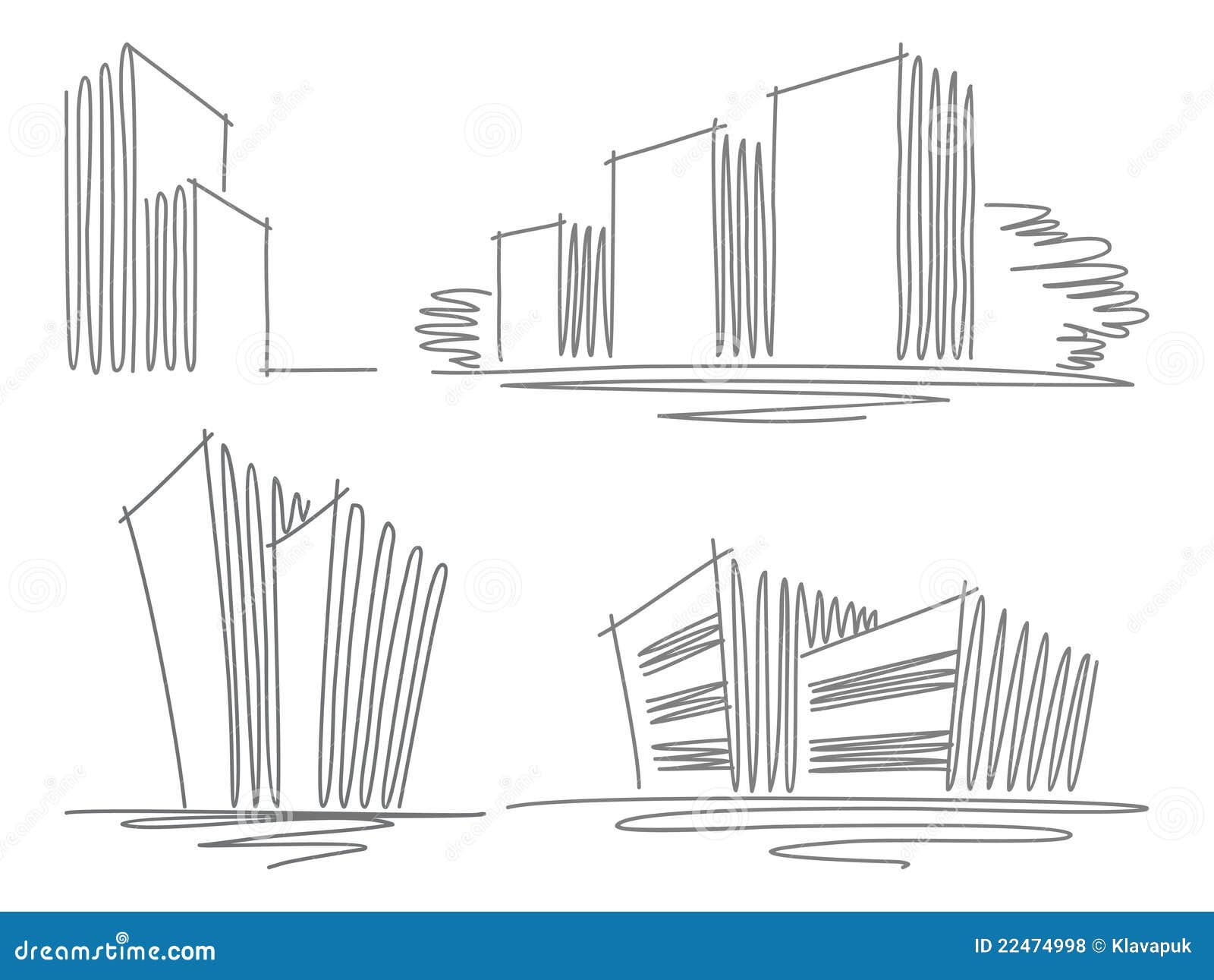 Schetsen van gebouwen vector illustratie. Illustration of vorm - 22474998