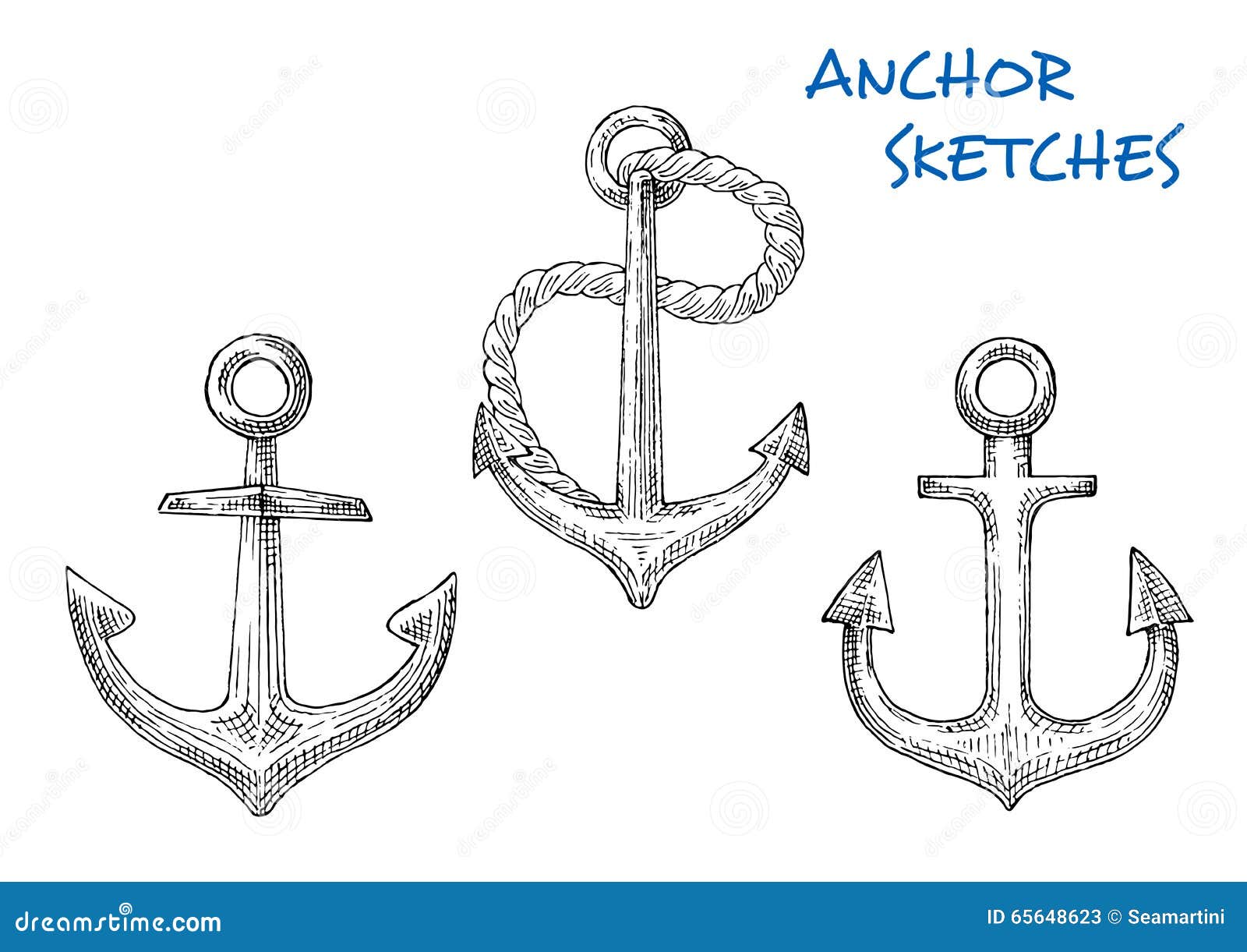 Schetsen Van Oude Schipankers Met Kabel Vector Illustratie ...