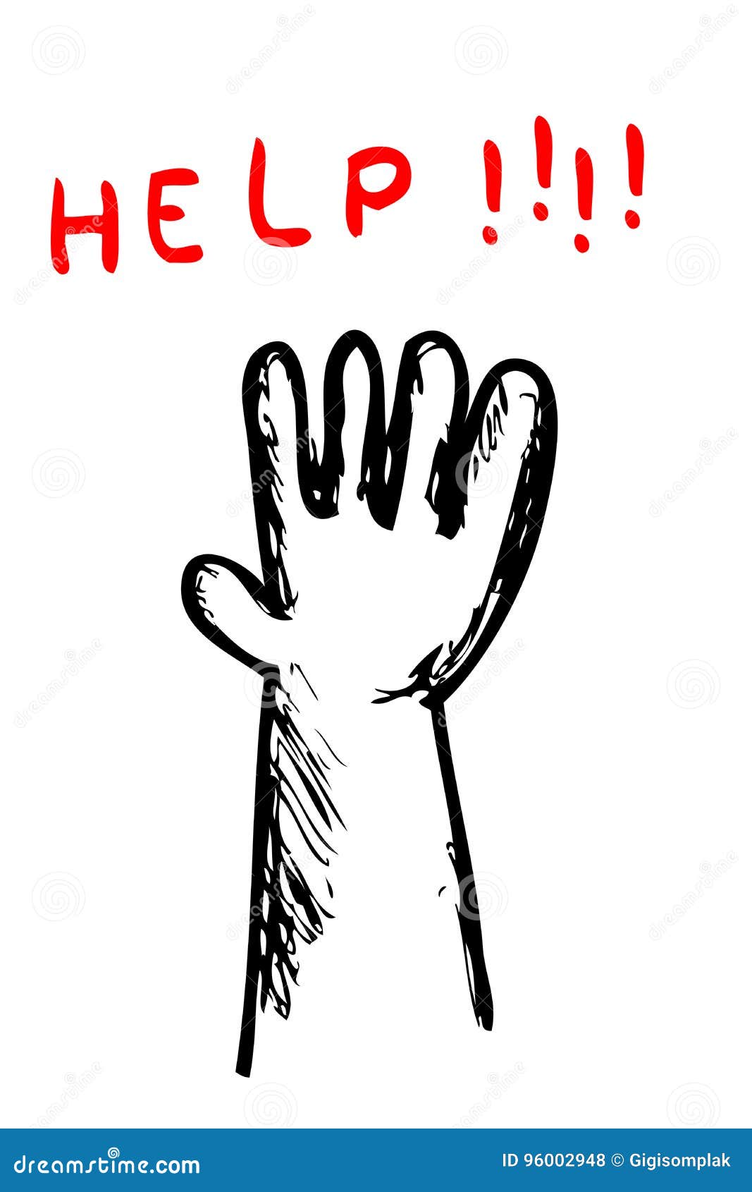 Schetsmatige Illustratie, Die Om Hulp Vragen Vector Illustratie ...