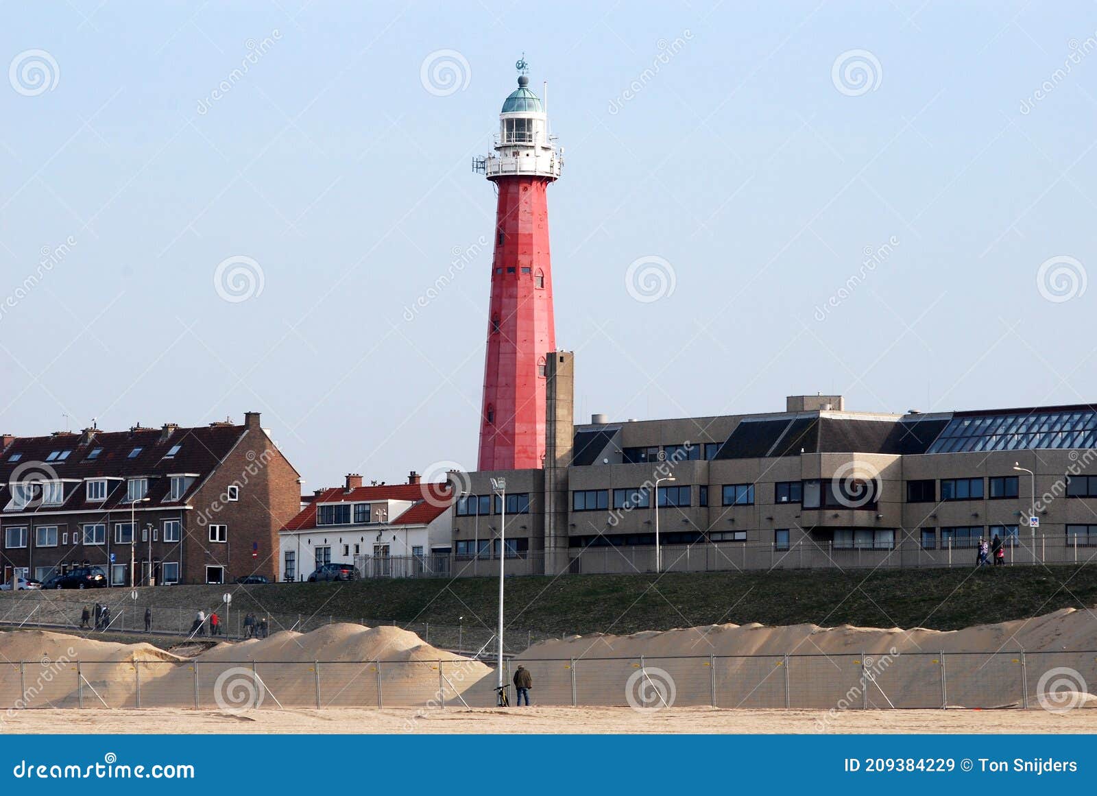 Lighthouse and the Small District of Scheveningen Editorial Stock Image ...