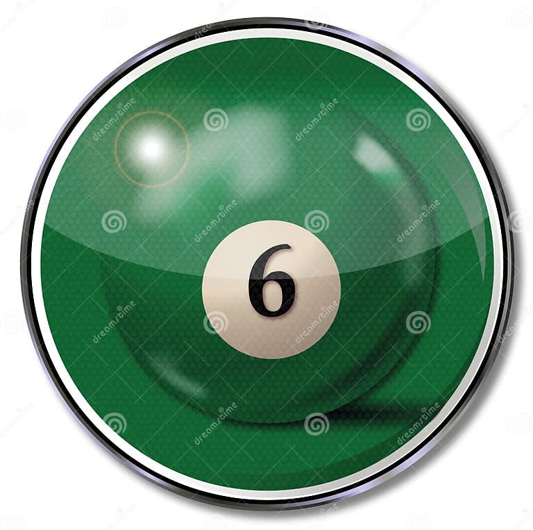 Green Pool Billiard Ball Number 6 Stock Vector - Illustration of hope ...