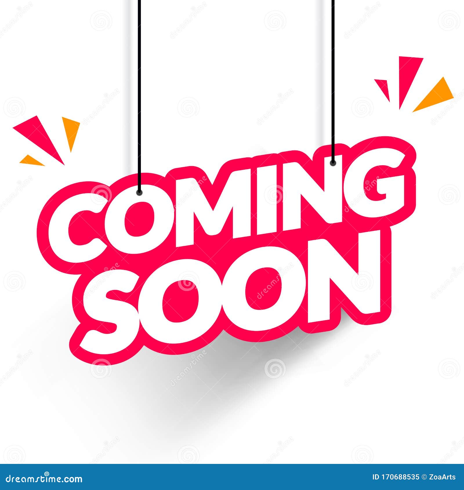Vector Illustration Hanging Tag Coming Soon. Modern Web Banner Element ...
