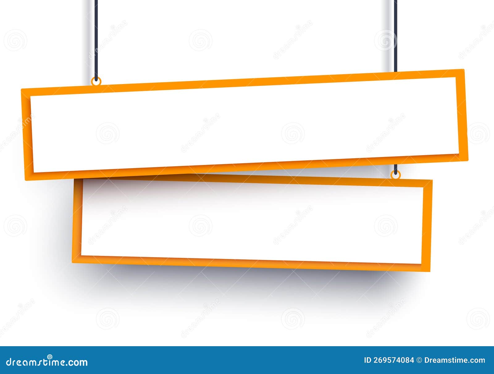 Two Hanging Blank Signs with Orange Frame Stock Vector - Illustration ...