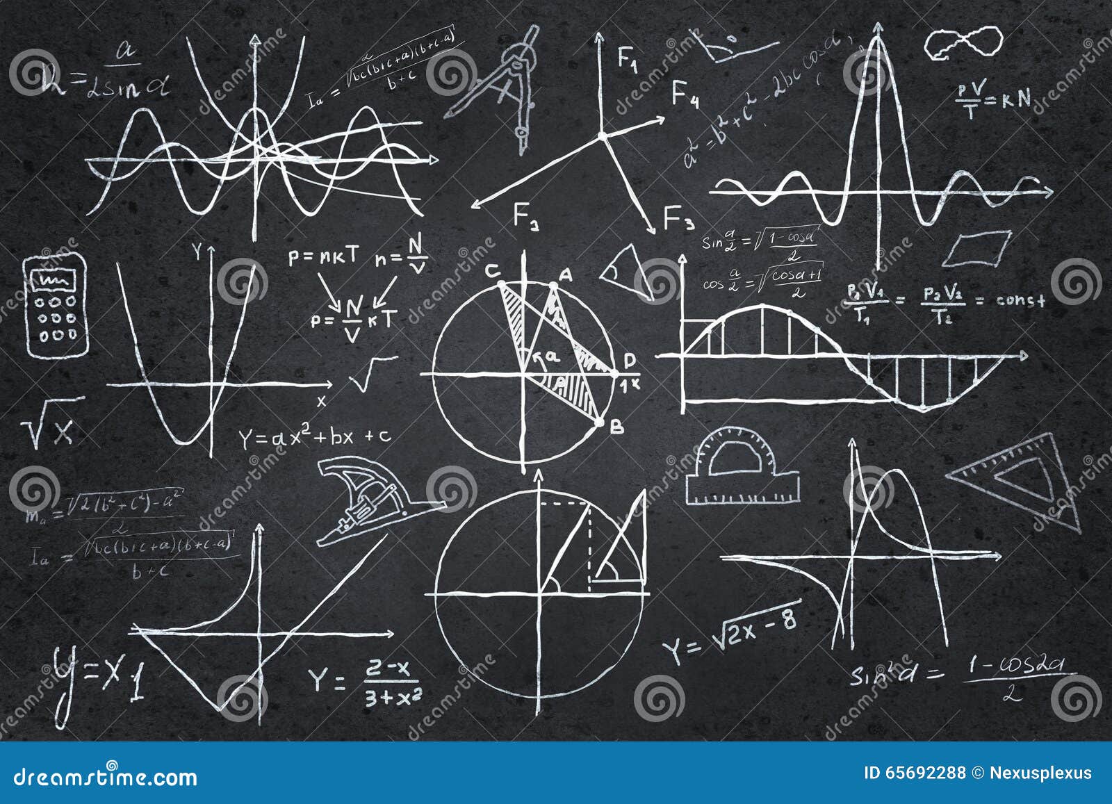 Schizzi Di Matematica Sulla Lavagna Fotografia Stock - Immagine di aula ...