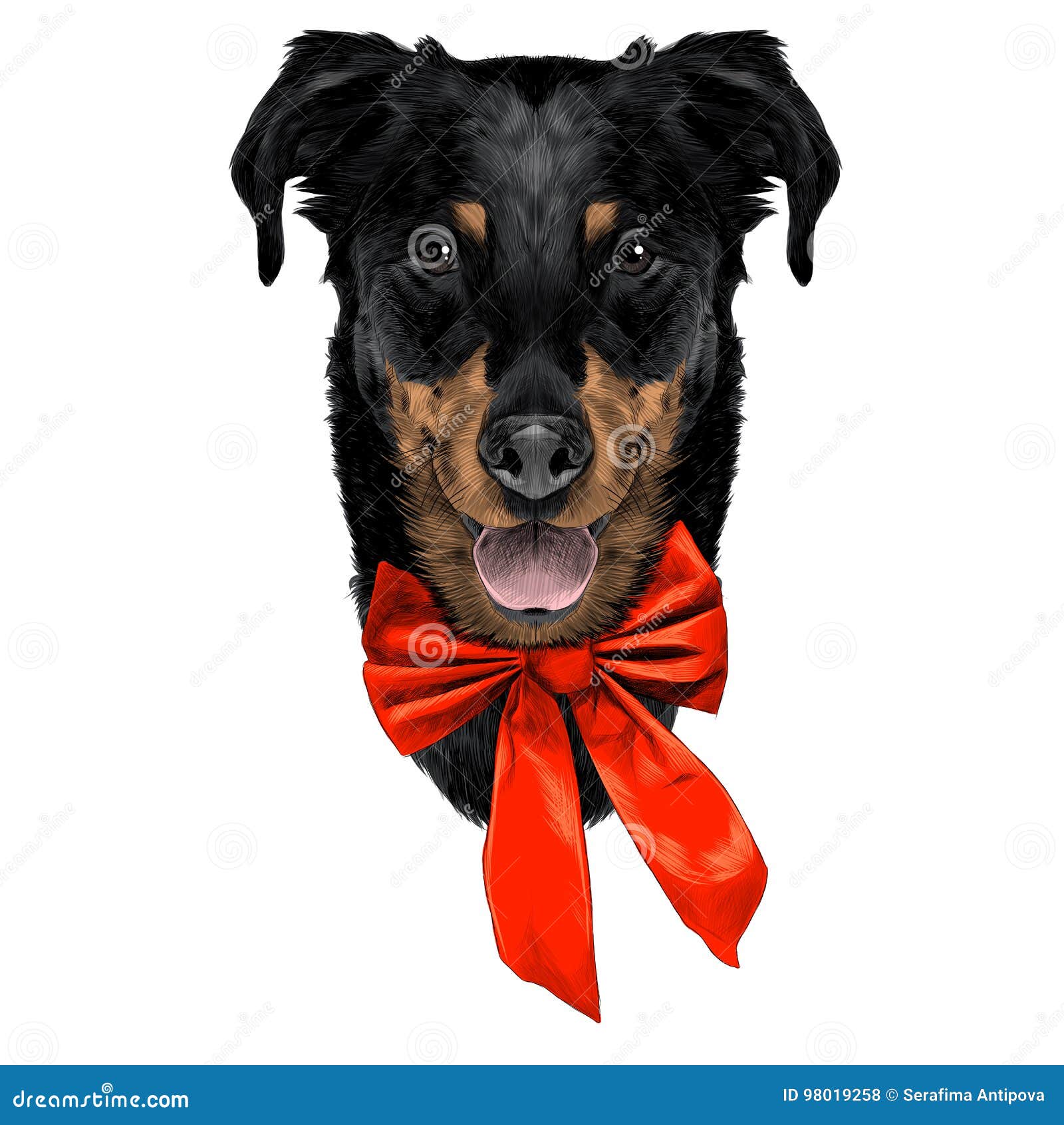 Schizzo Francese Della Testa Di Cane Da Pastore Illustrazione ...