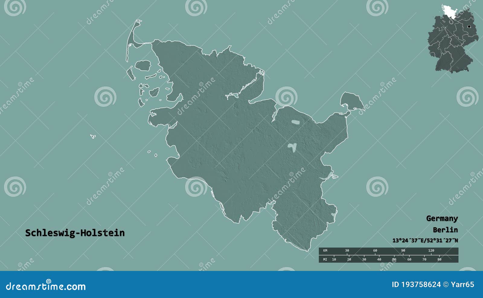 Schleswig-Holstein, State of Germany, Zoomed. Administrative Stock ...
