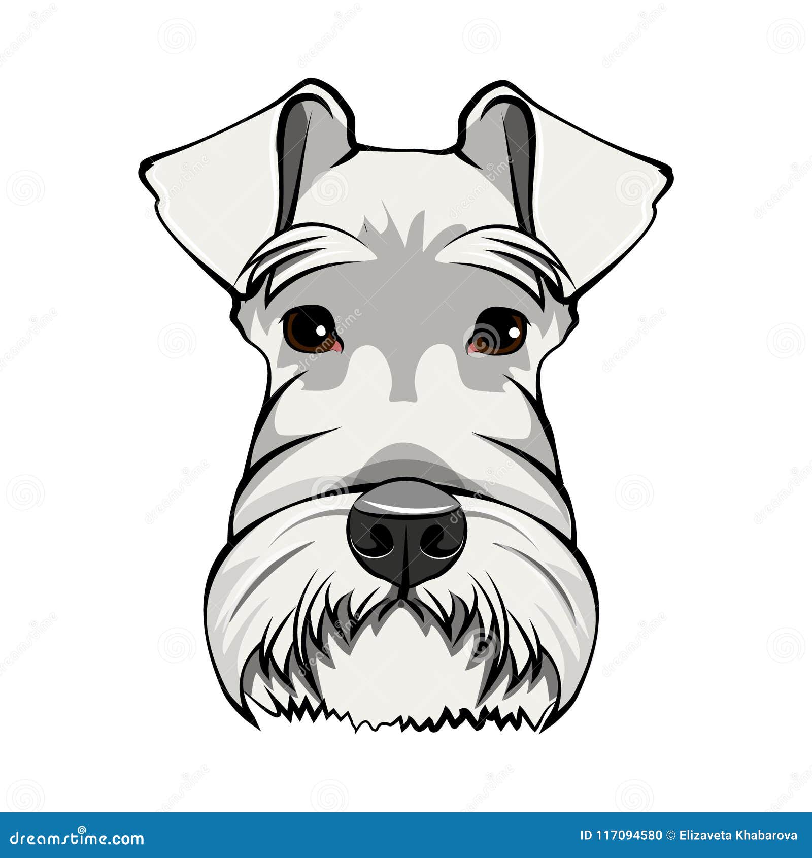 Schnauzer Dog Portrait. Horns, Rock Gesture. Schnauzer Breed. Vector ...