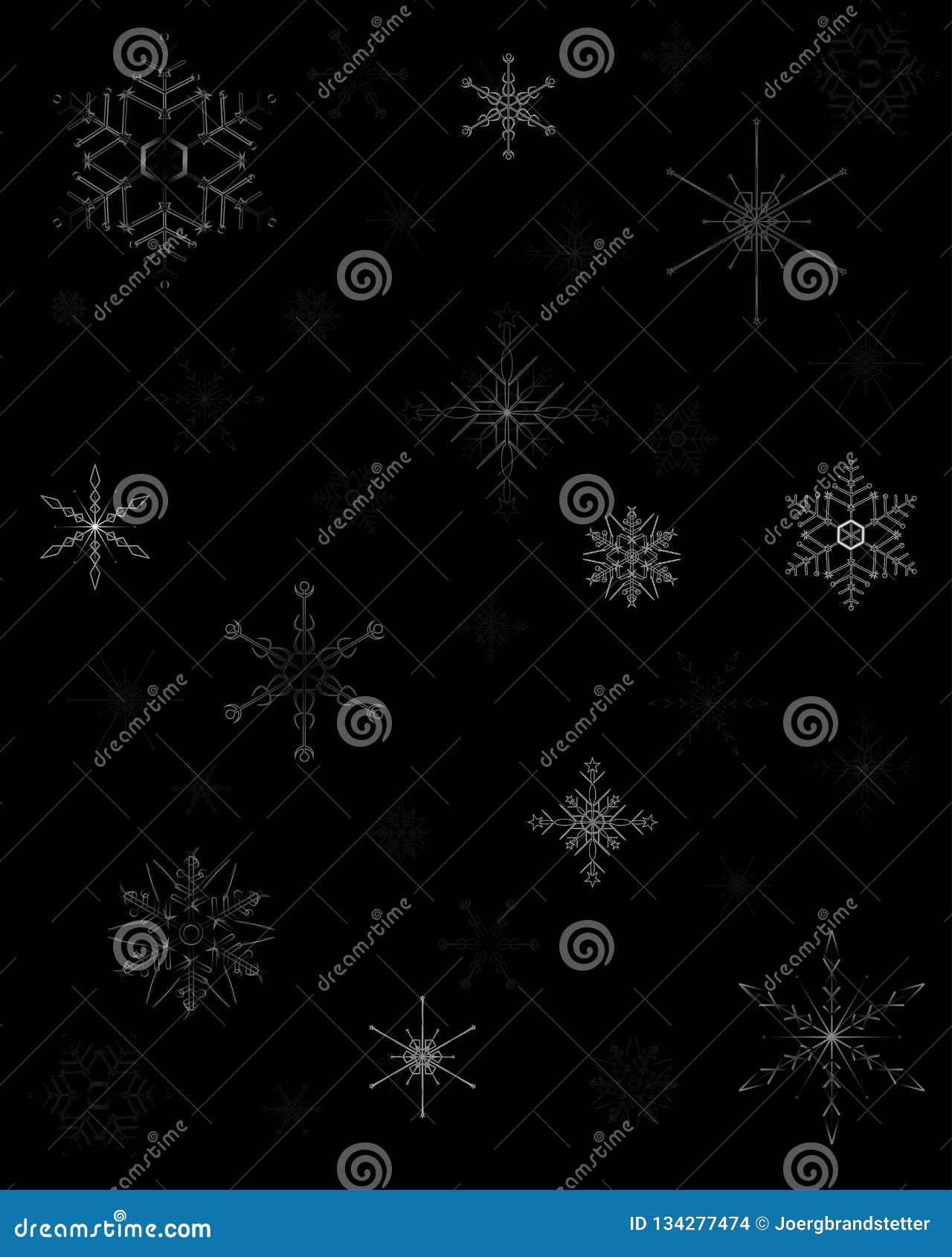 Christmas Wrapping Paper with Snow Stars on Dark Background Stock ...