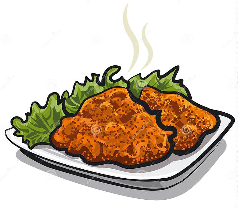 Schnitzel stock illustration. Illustration of pork, escalope - 55884918