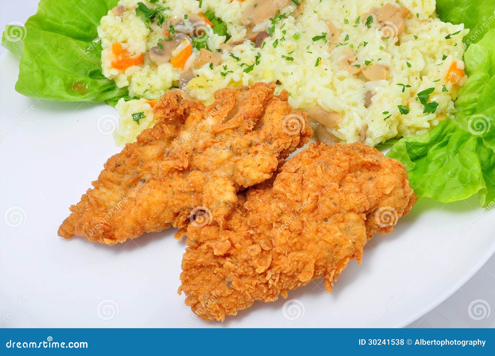 Schnitzel with rice stock photo. Image of parsley, risotto - 30241538