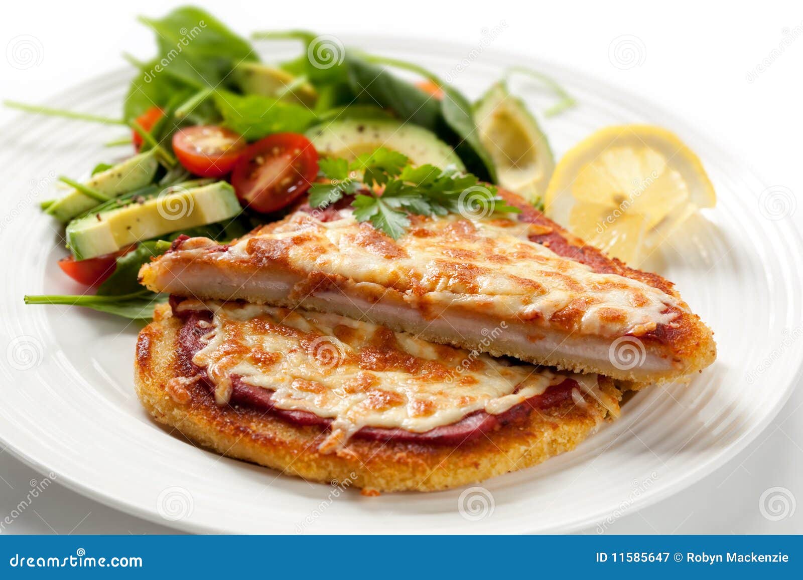 Schnitzel with Salad stock image. Image of melting, chicken - 11585647