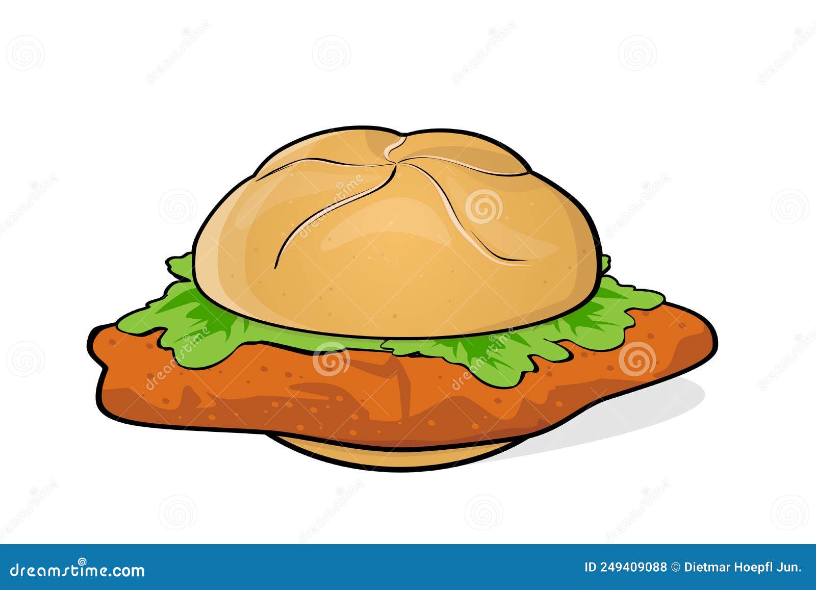 Funny Cartoon Illustration of German Snack Called Schnitzelsemmel Stock ...
