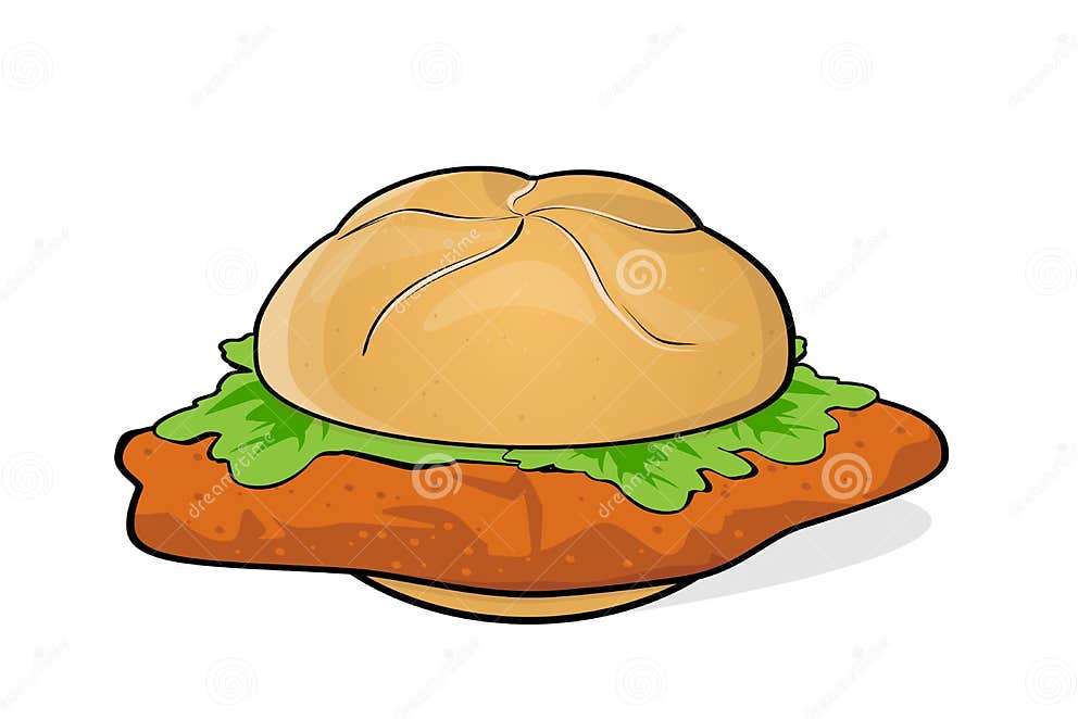 Funny Cartoon Illustration of German Snack Called Schnitzelsemmel Stock ...