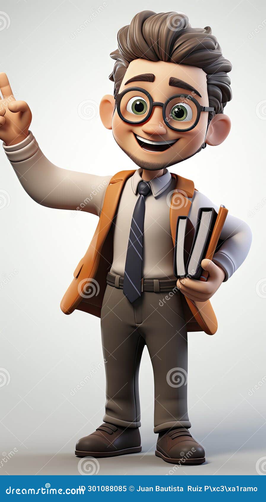Scholarly Smiles: Animated Professor with Books. Stock Illustration ...