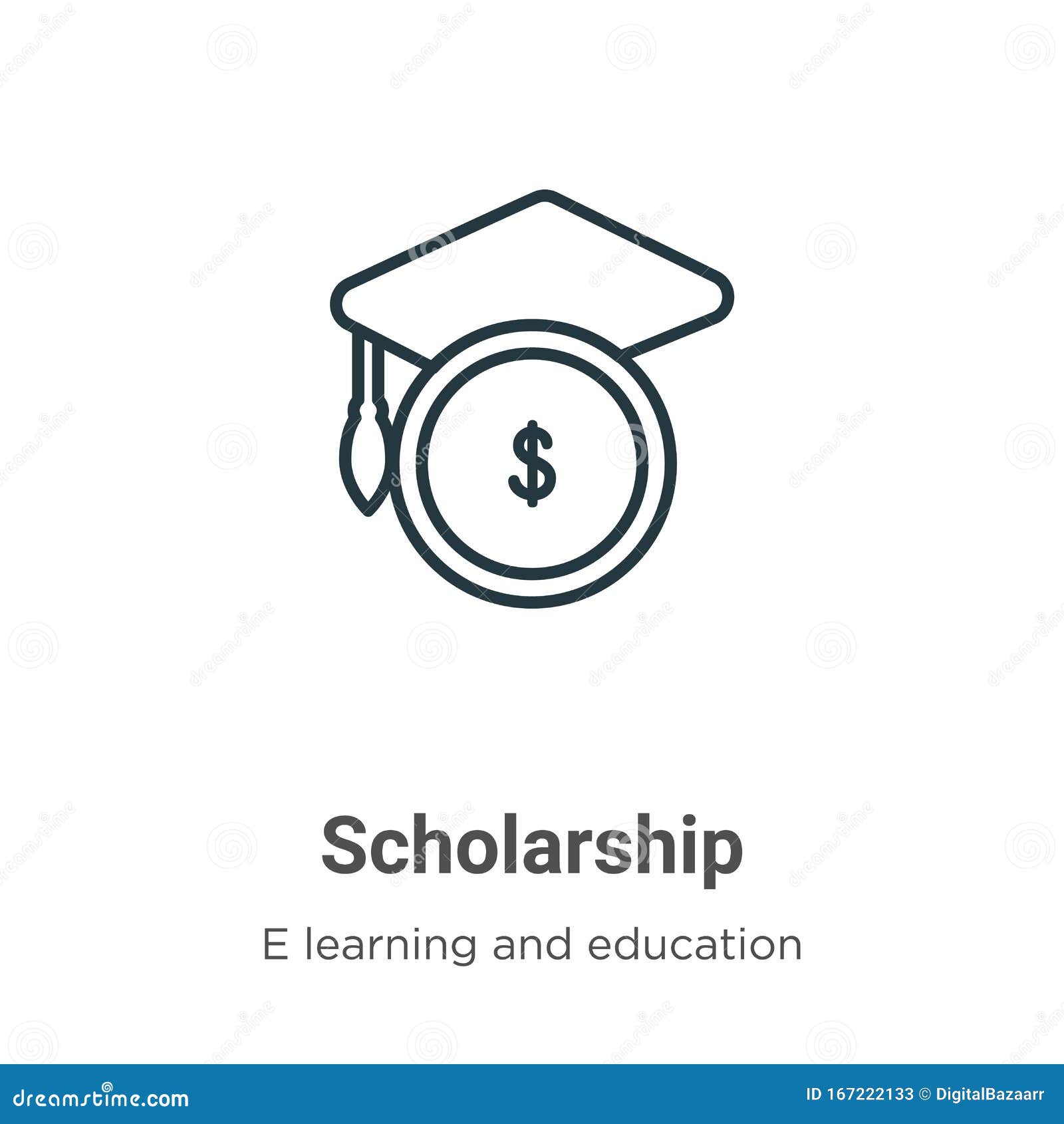 Scholarship Outline Vector Icon. Thin Line Black Scholarship Icon, Flat ...