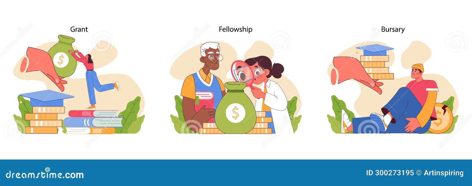 Scholarship Types Set. Flat Vector Illustration Stock Vector ...