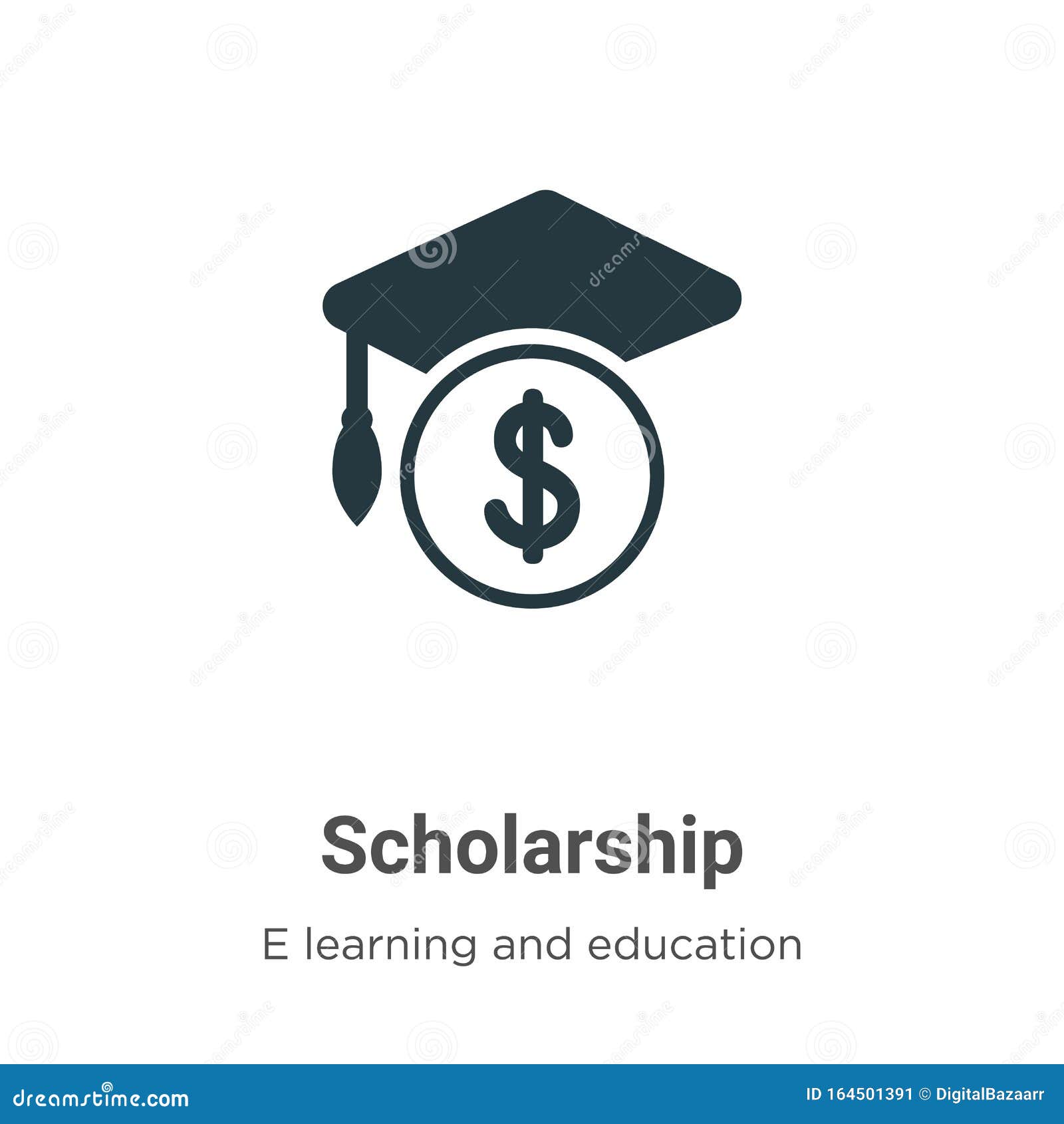 Scholarship Vector Icon on White Background. Flat Vector Scholarship ...