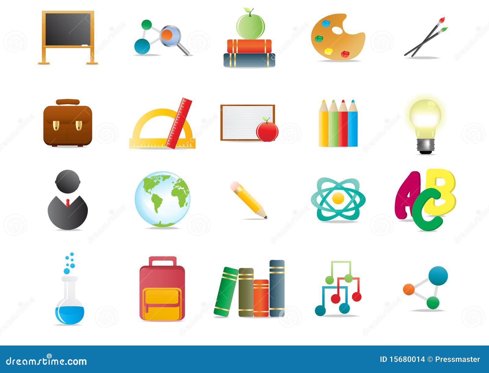 Scholastic icons stock illustration. Illustration of color - 15680014