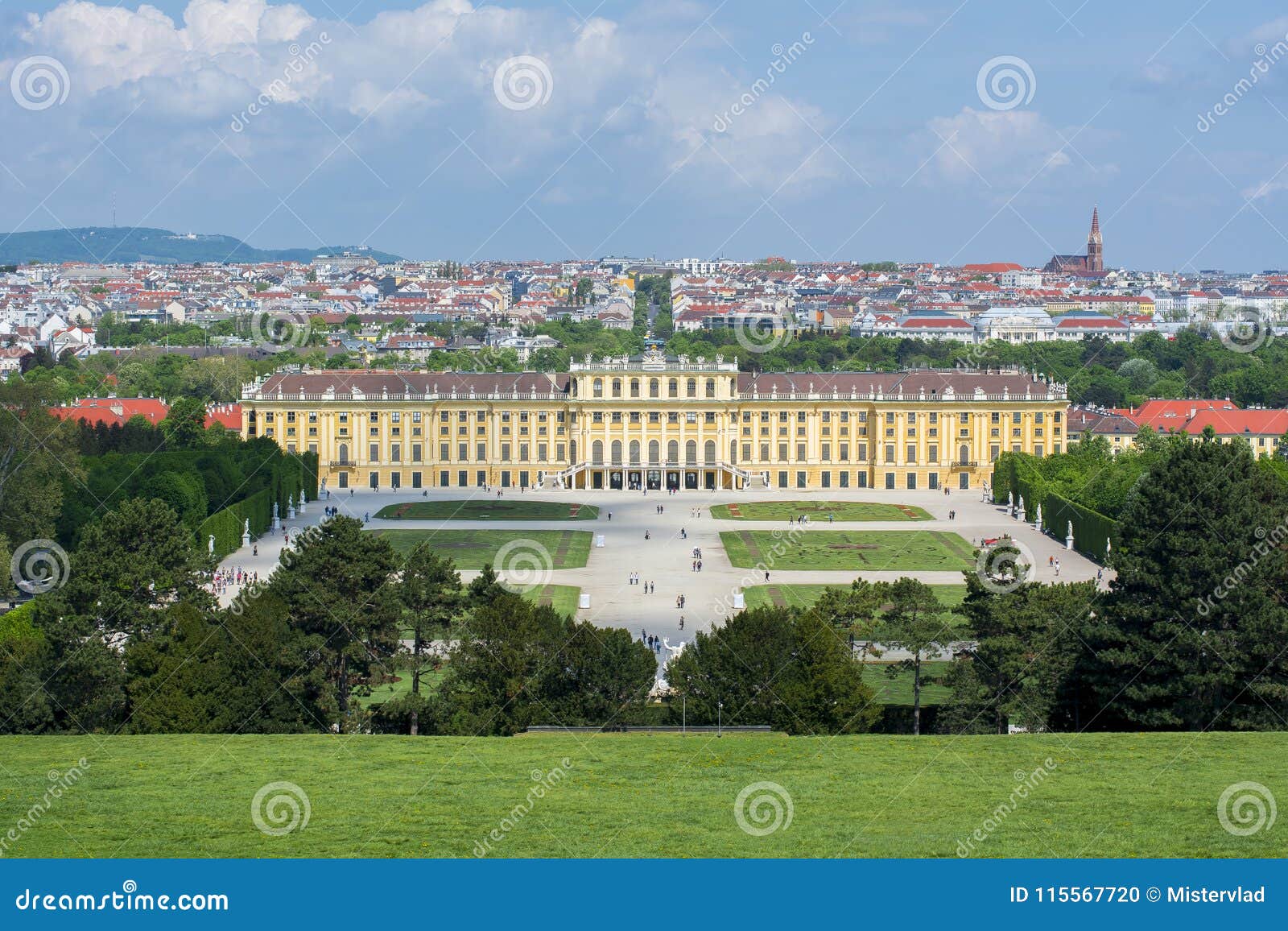 Vienna Skyline With Many Landmarks Like The Towers Millennium, Danube ...