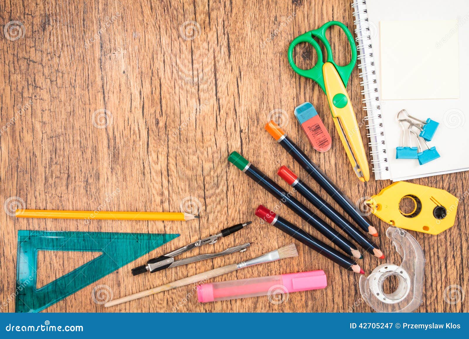 School Accessories on a Desk Stock Image - Image of college, ruler ...