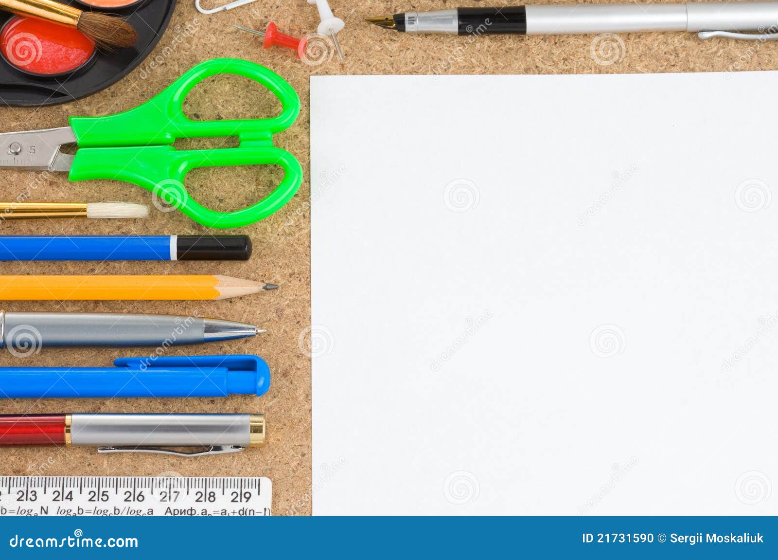 School Accessory and Paper Sheet Stock Photo - Image of green ...