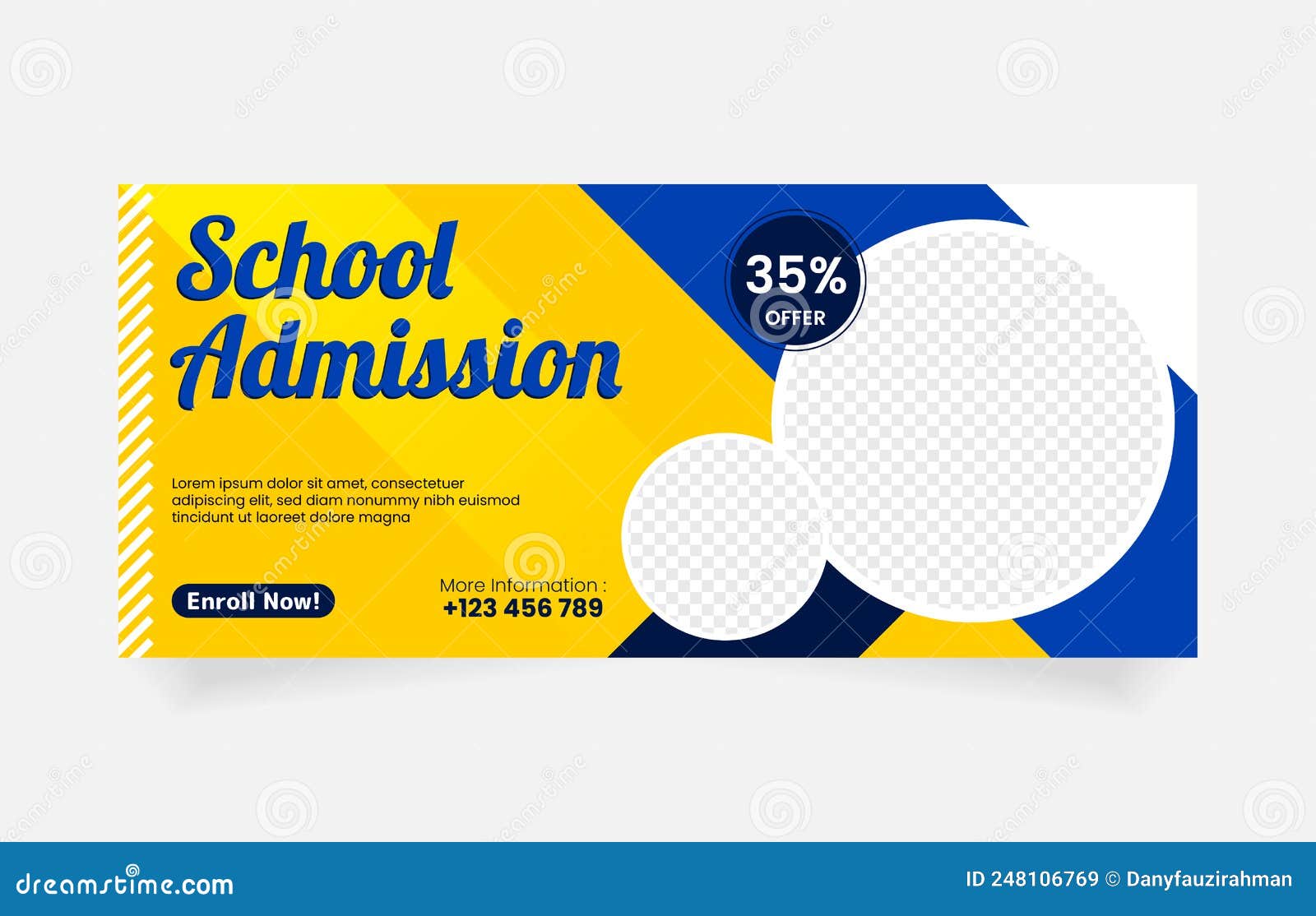 School Admission Banner Advertising Template Design Stock Illustration ...