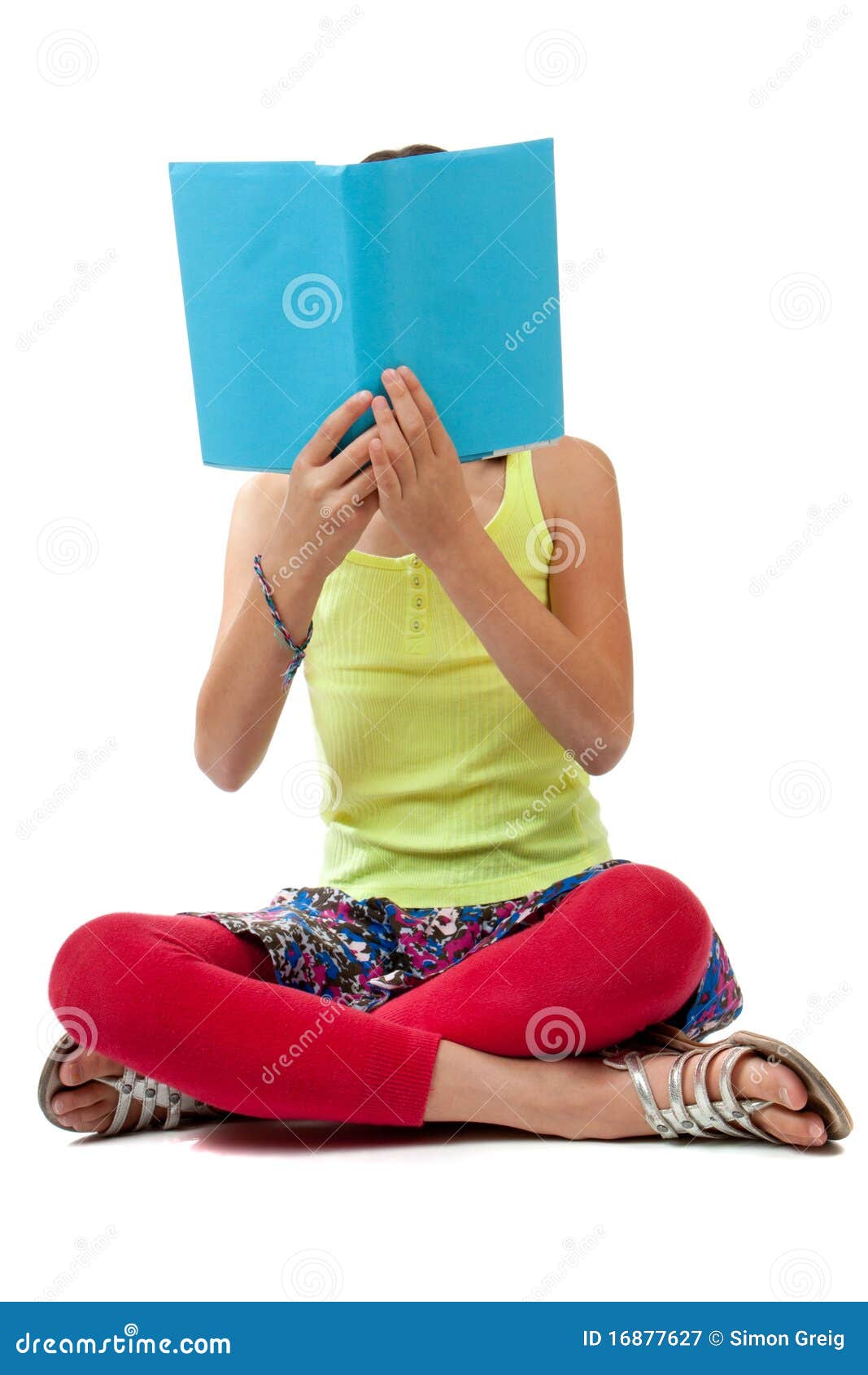 School Age Child Reading a Blue Book Stock Image - Image of primary ...