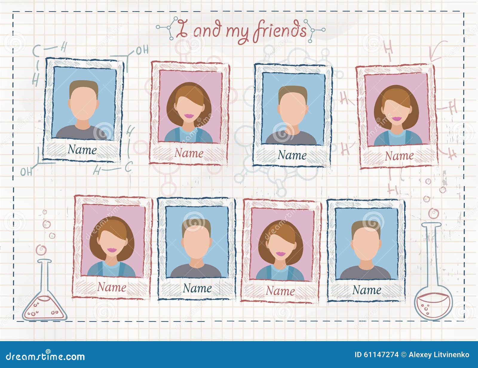 School Album Yearbook And Chemistry Lesson Vector Illustration ...