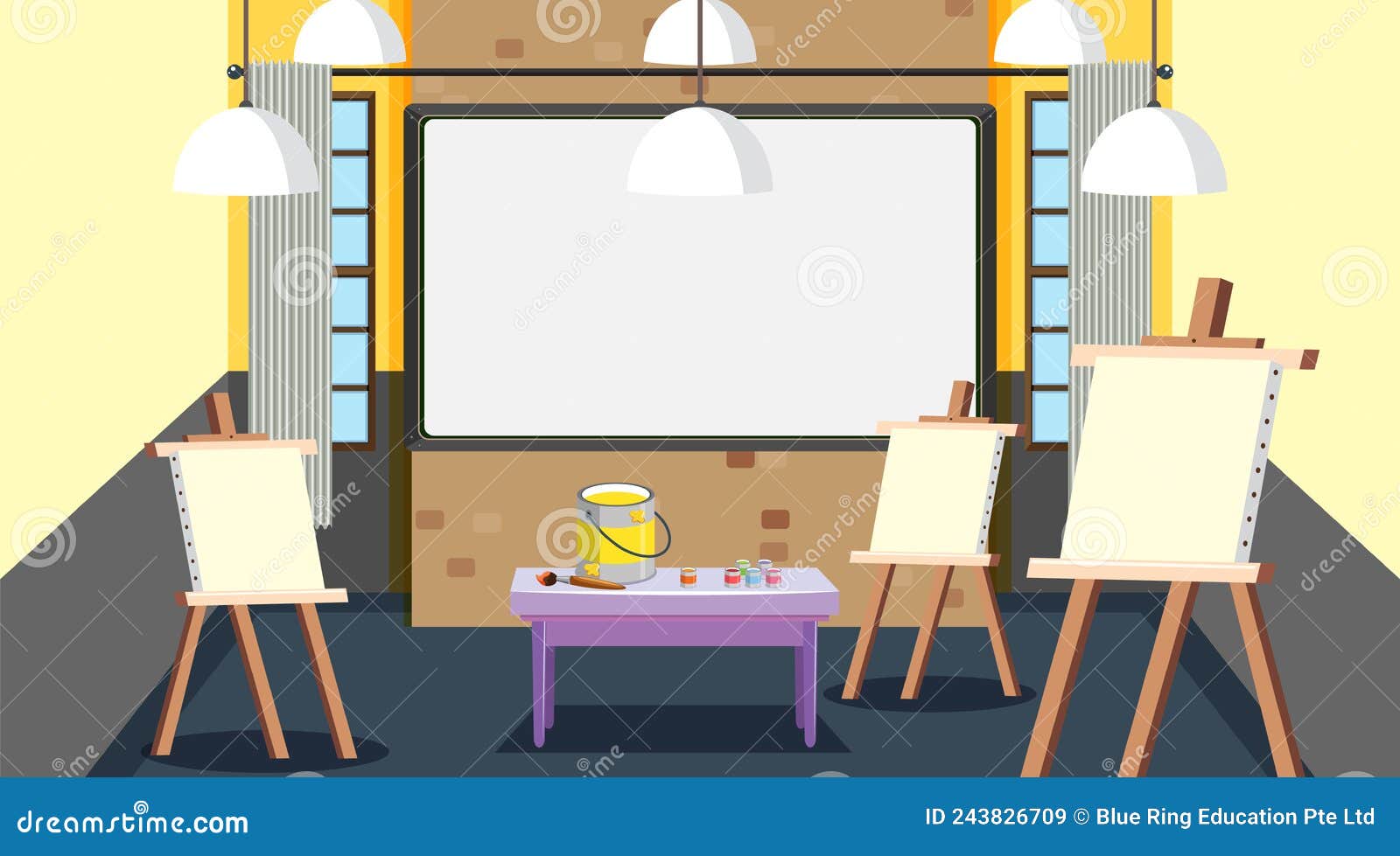 School Art Classroom Interior Concept Stock Vector - Illustration of ...