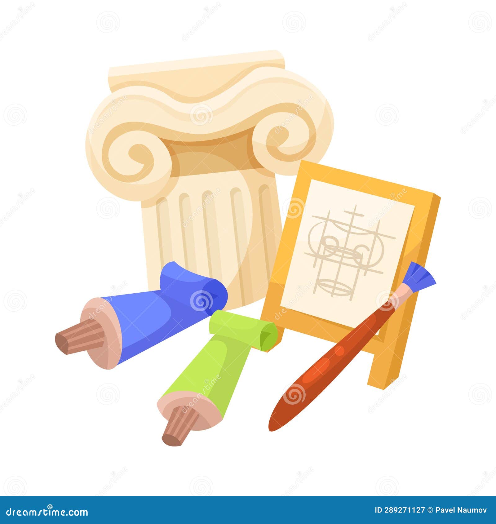 School Art Subject Composition with Education Object Vector ...