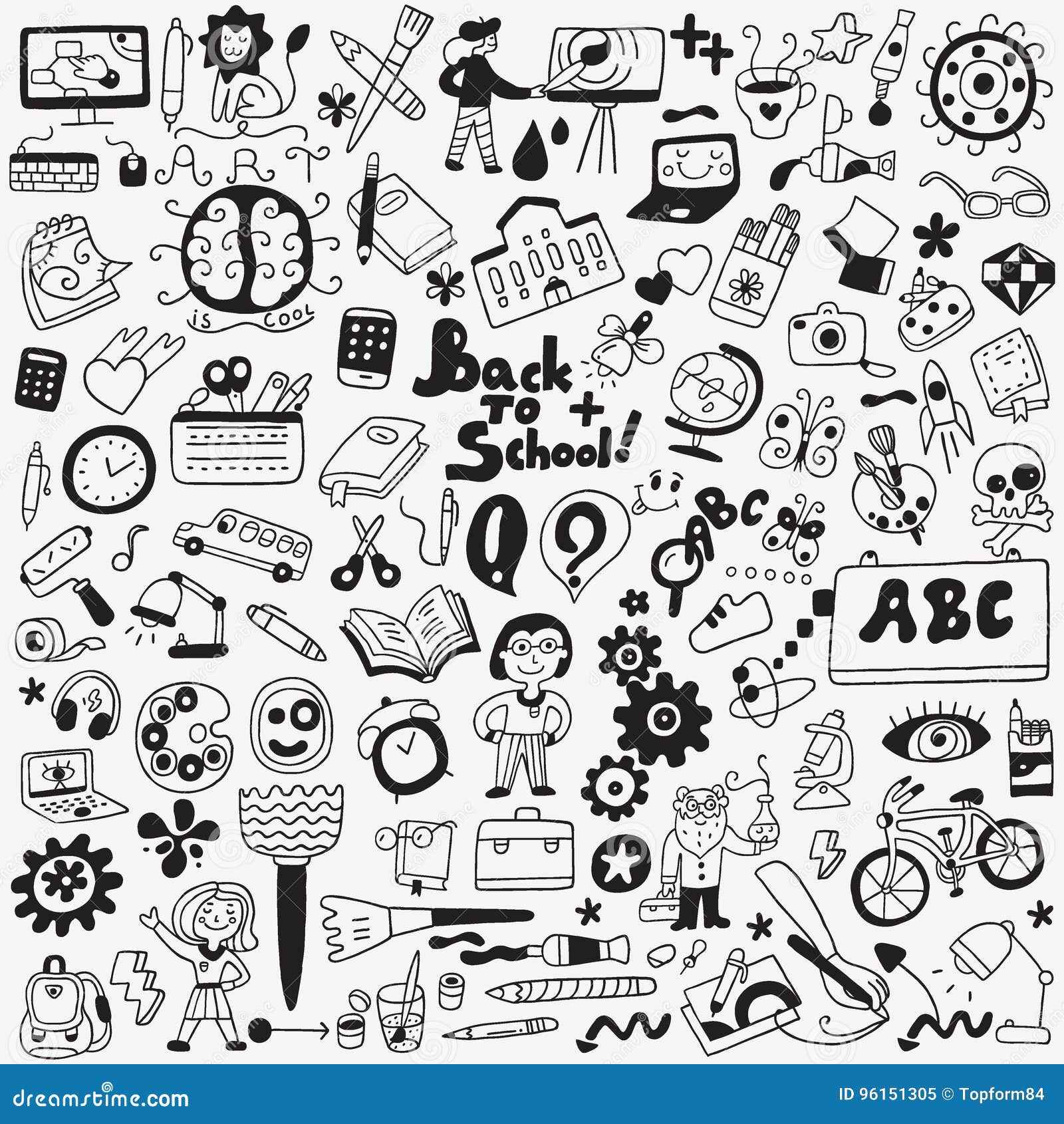 School , Art Tools - Doodles Set Stock Vector - Illustration of smile ...